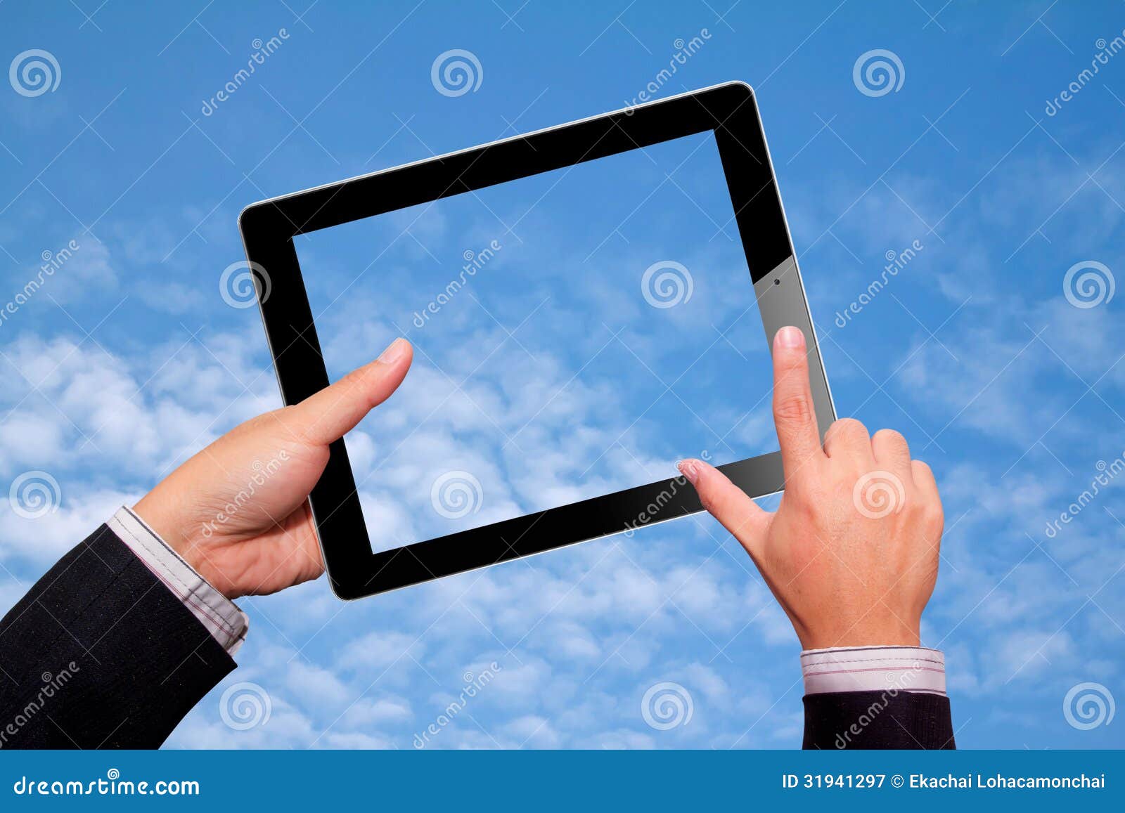 Hands with Tablet Computer. Stock Image - Image of closeup, equipment ...