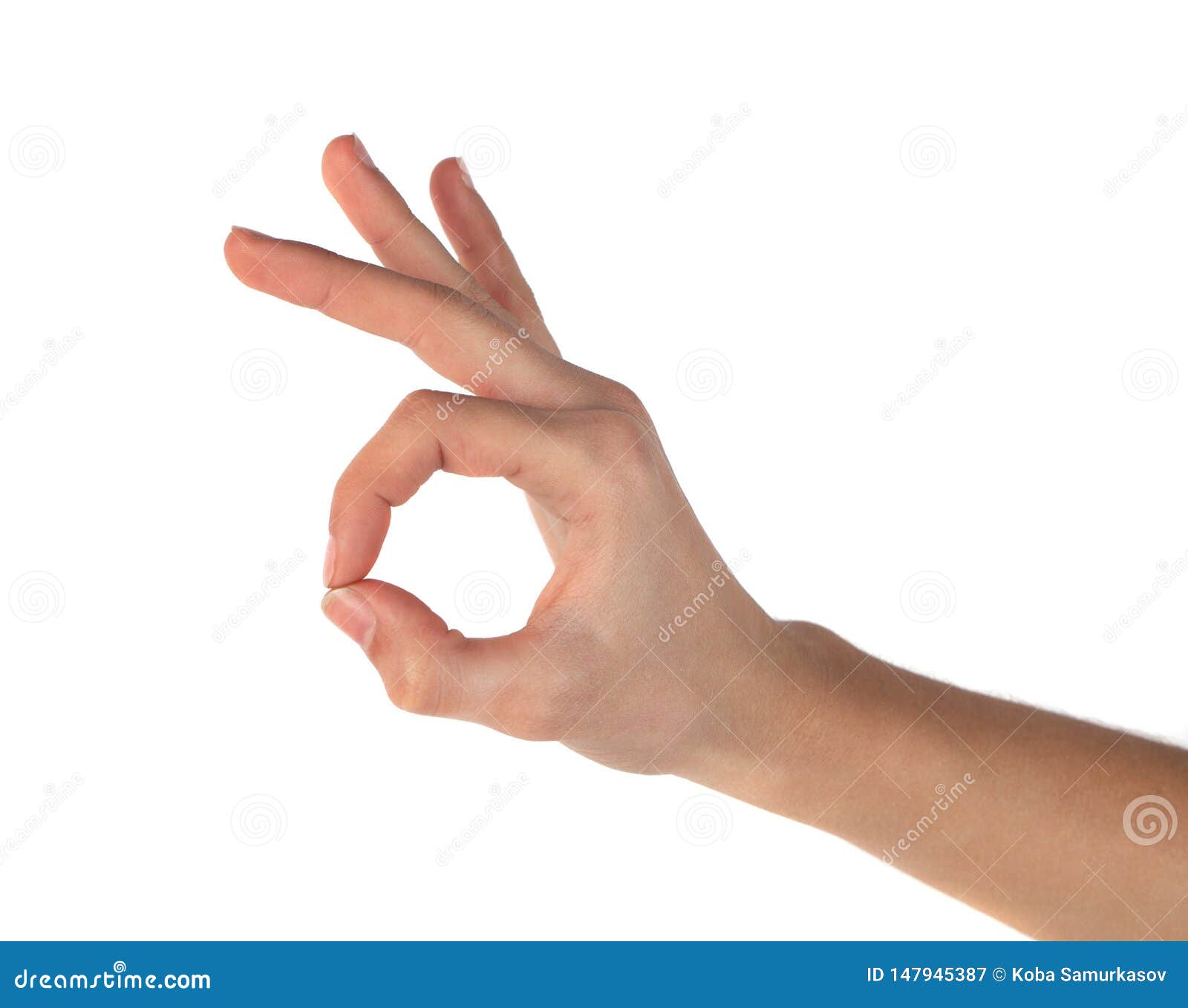 Hands Take Gesture of Okay Sign on White Backgrounds Stock Image ...