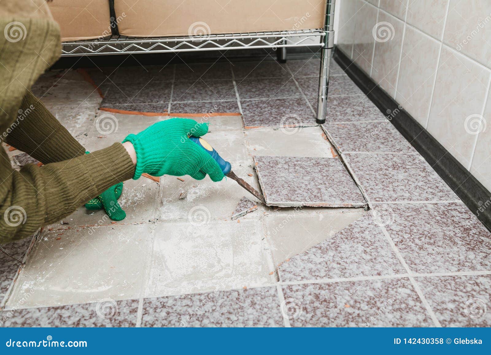 Hands Take Tile with Chisel Stock Photo - Image of layer, finger: 142430358