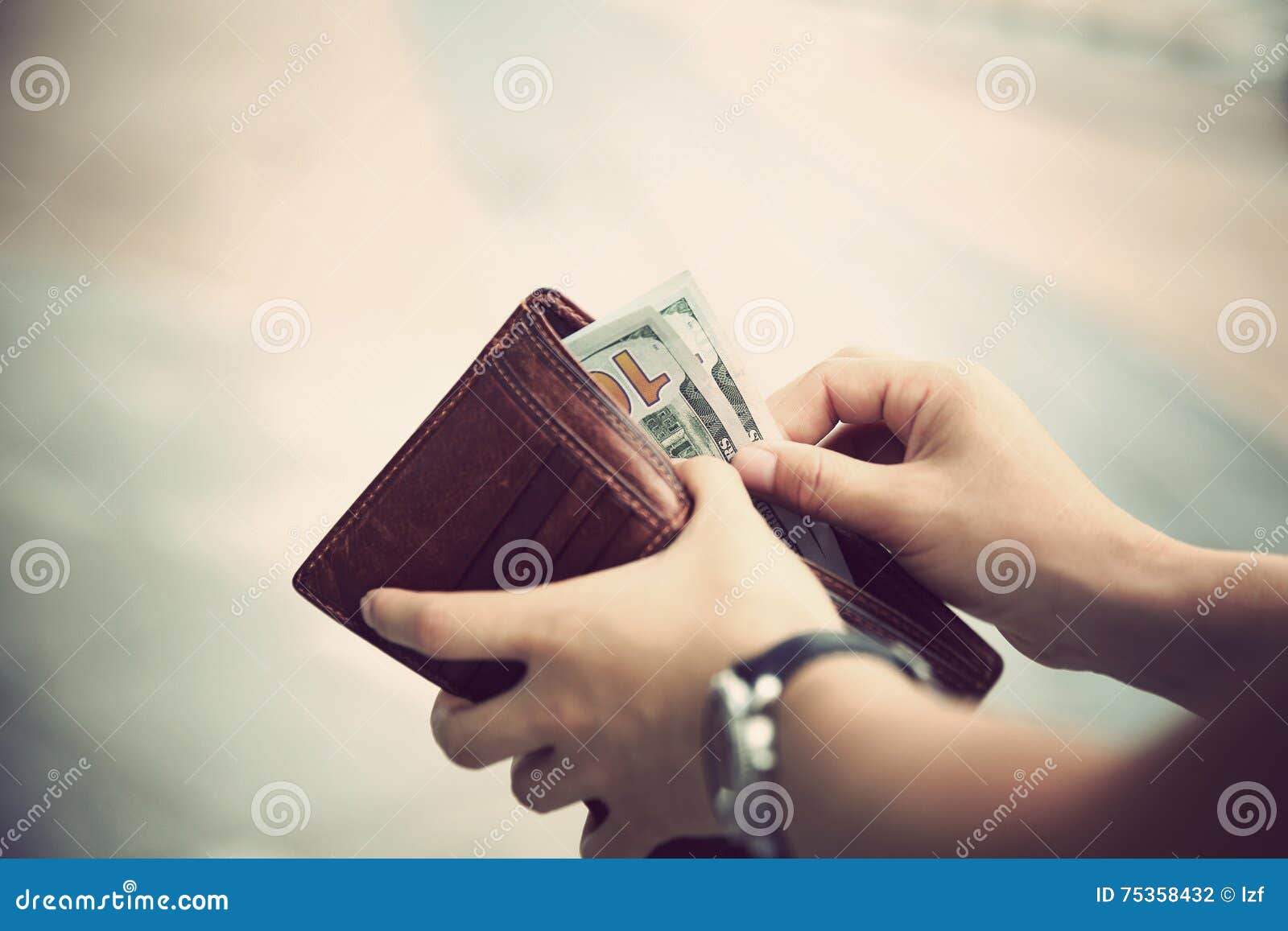 Hands Taking Out Money from Wallet Stock Photo - Image of growth ...