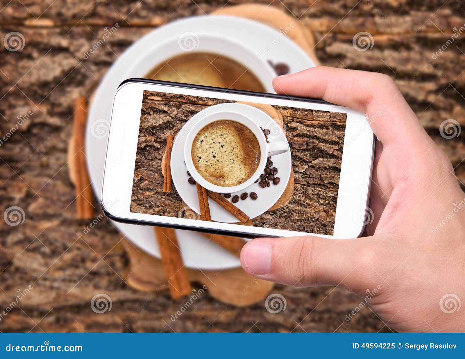 Hands Taking Photo Coffee Cup with Smartphone. Stock Image - Image of ...
