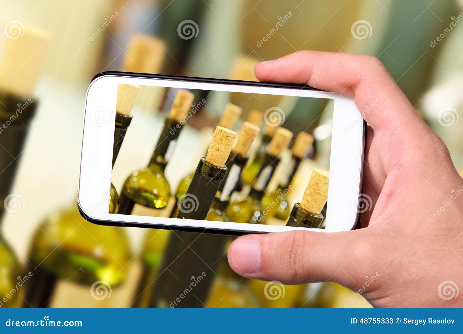 Hands Taking Photo Wine Bottles with Smartphone Stock Image - Image of ...