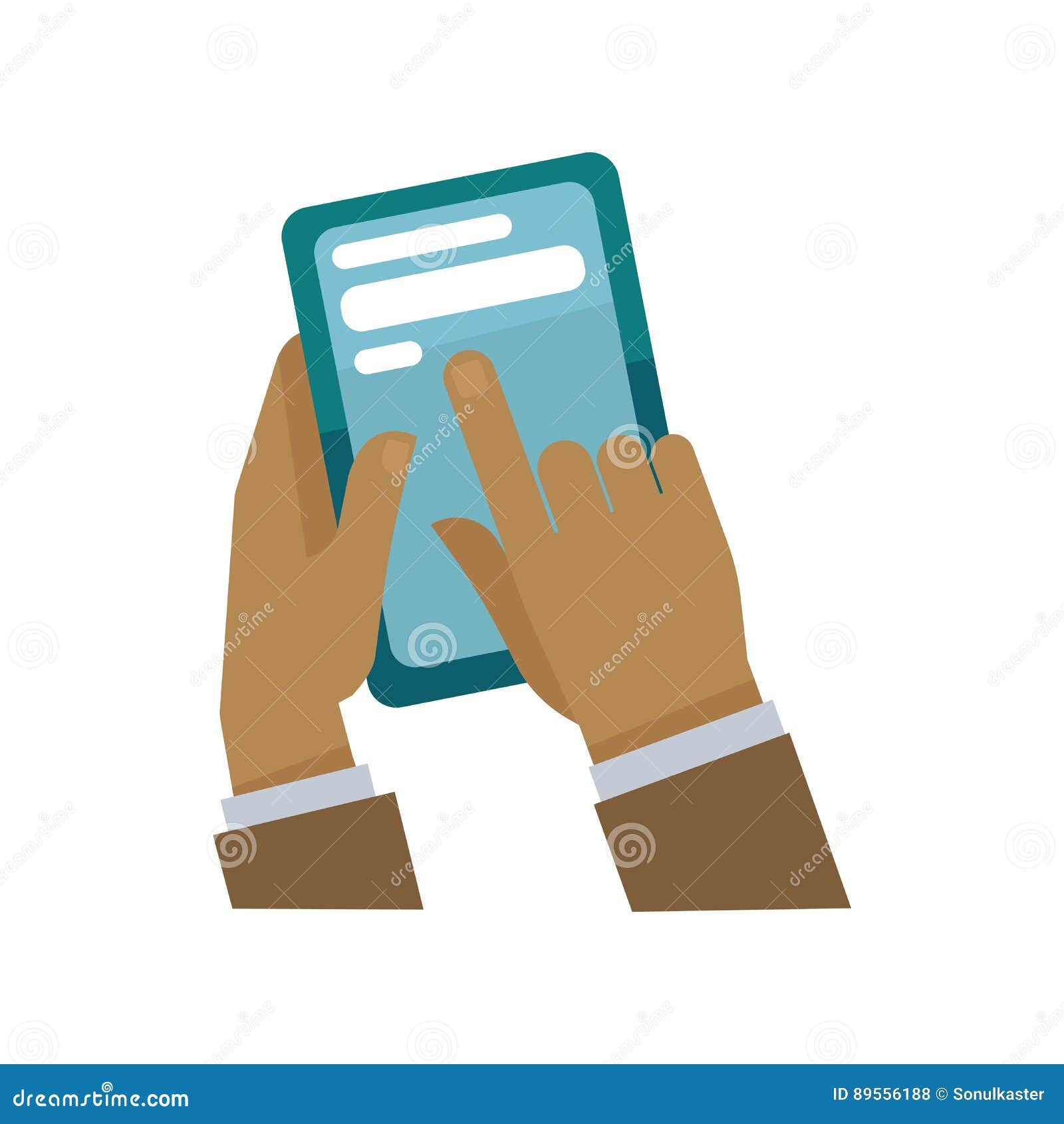 Hands Tapping Smartphone Vector Flat Icon Stock Vector - Illustration ...