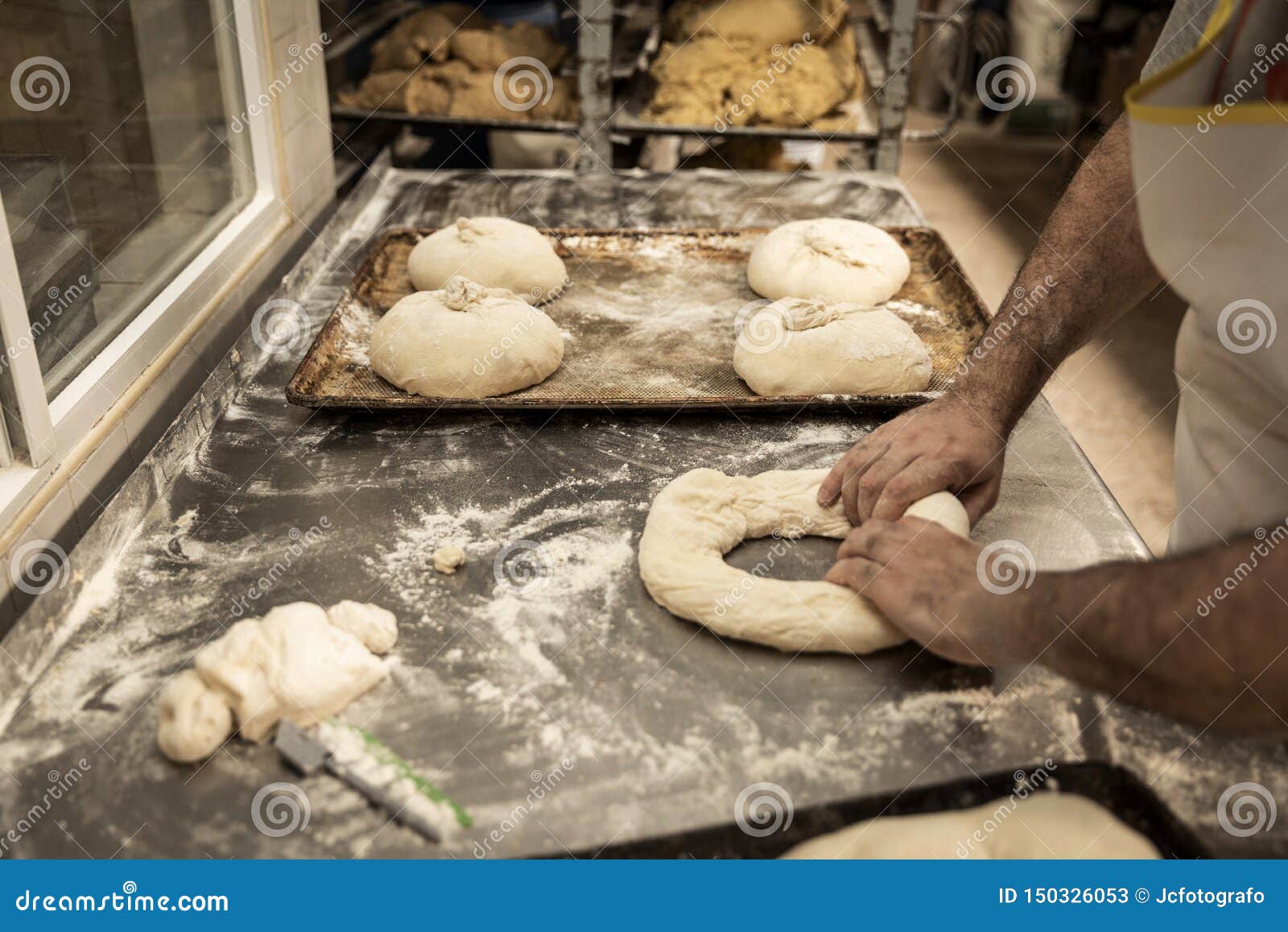 Hands of the Master Baker in Bread Production Stock Image - Image of ...