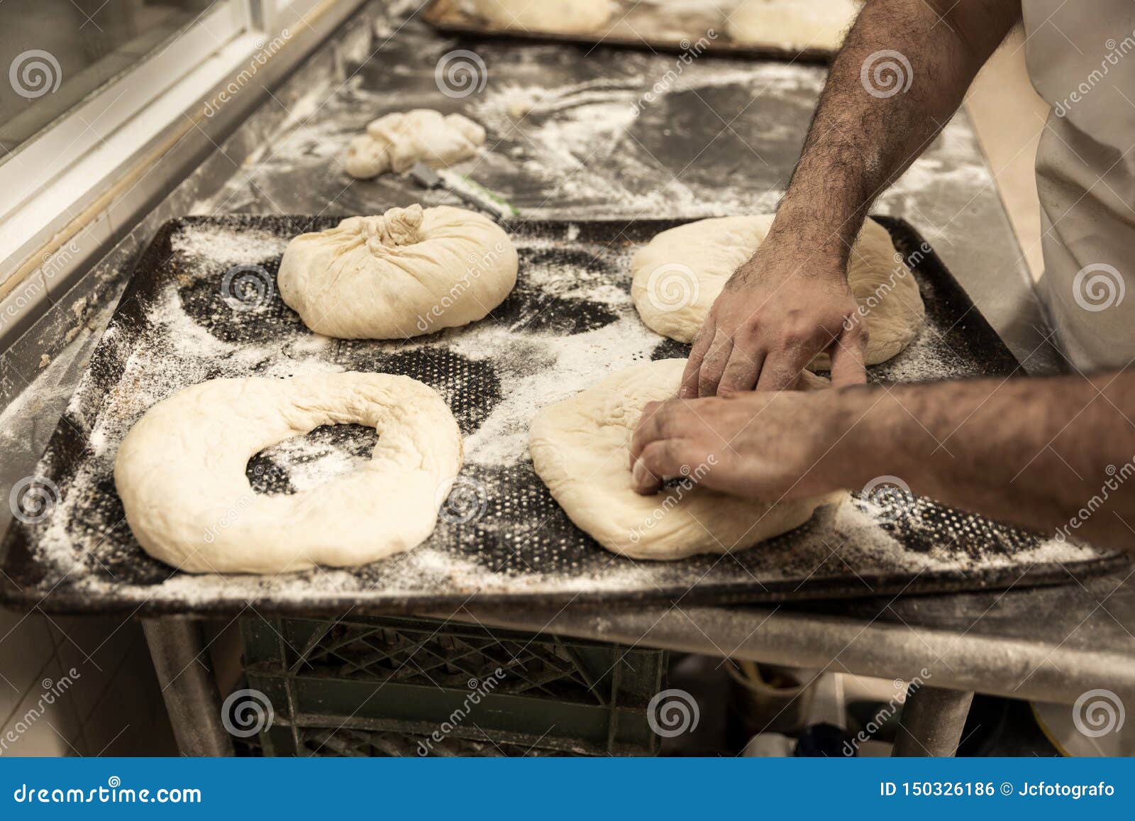 Hands of the Master Baker in Bread Production Stock Photo - Image of ...