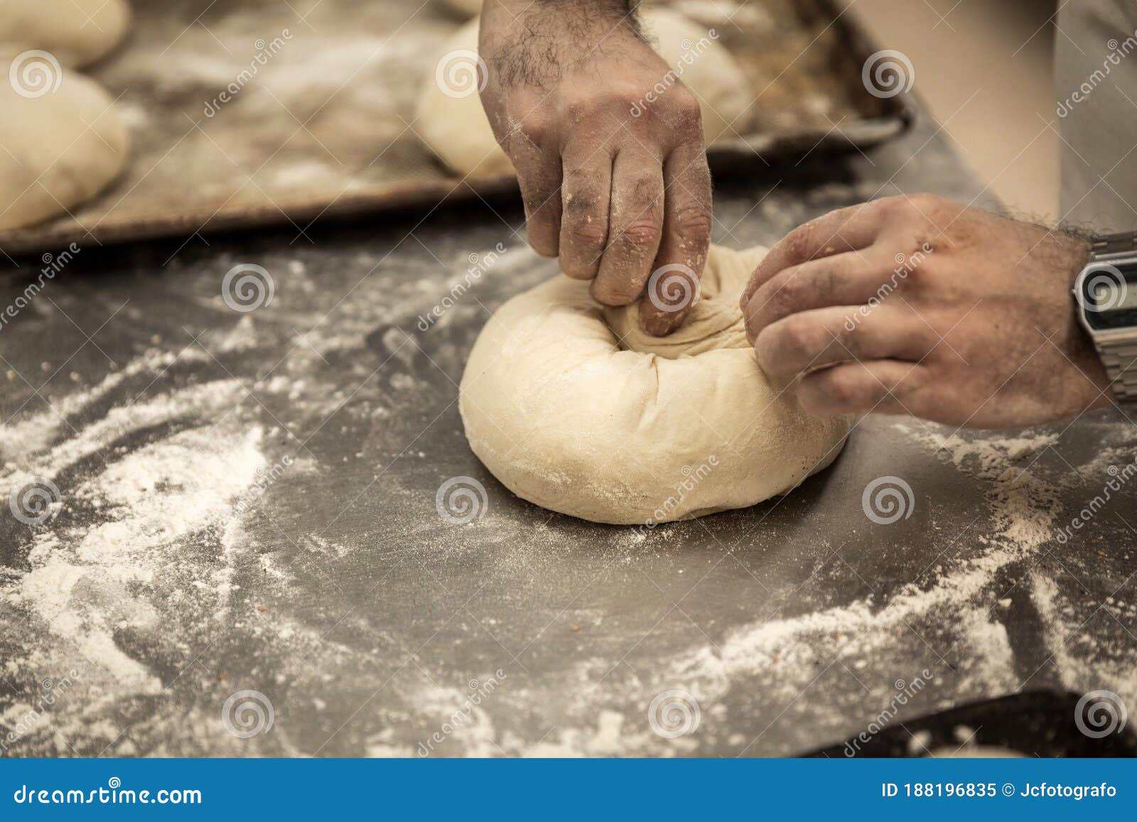 Hands of the Master Baker in Bread Production Stock Image - Image of ...