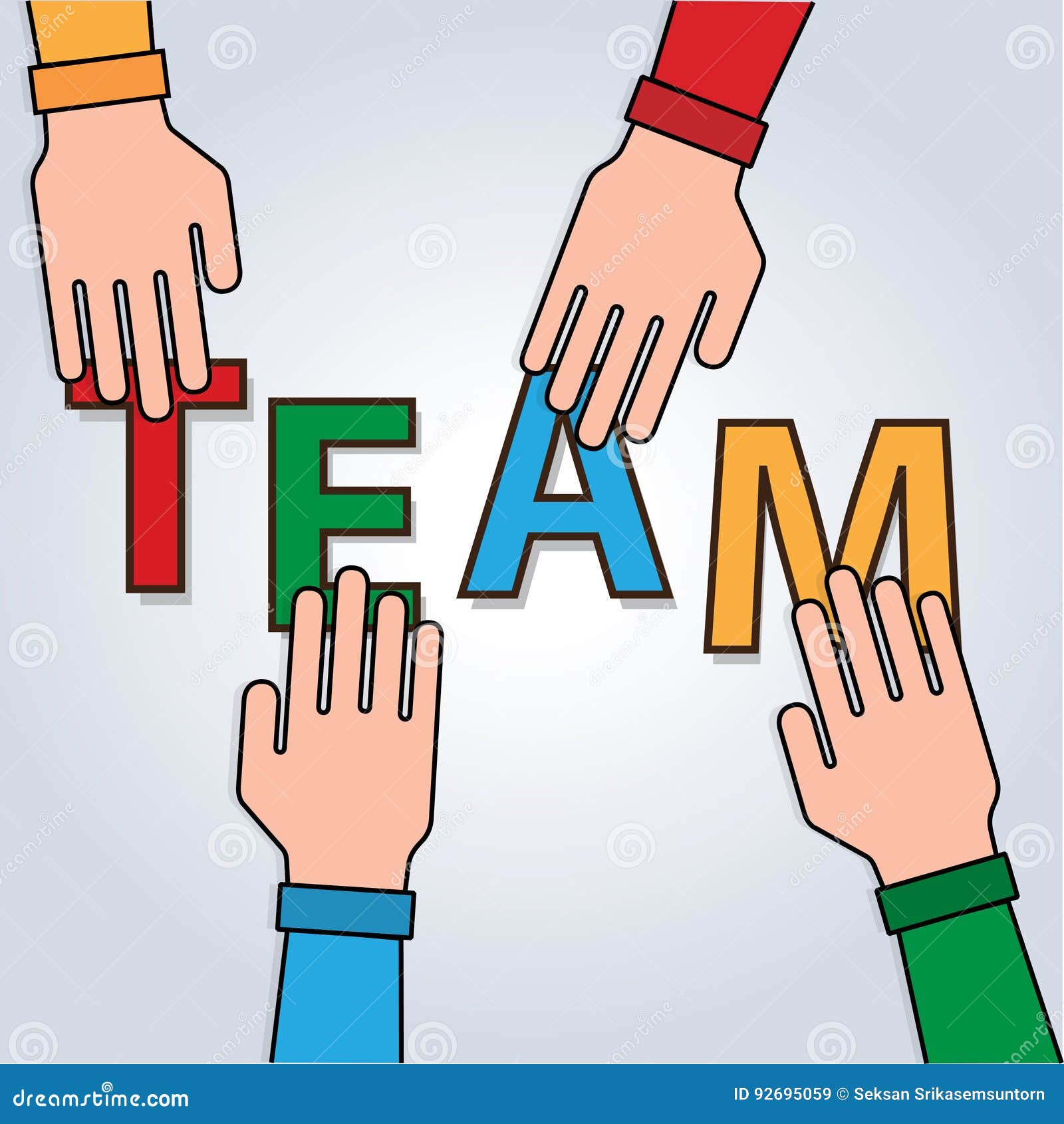 Hands with Team, Teamwork Concept Stock Vector - Illustration of ...