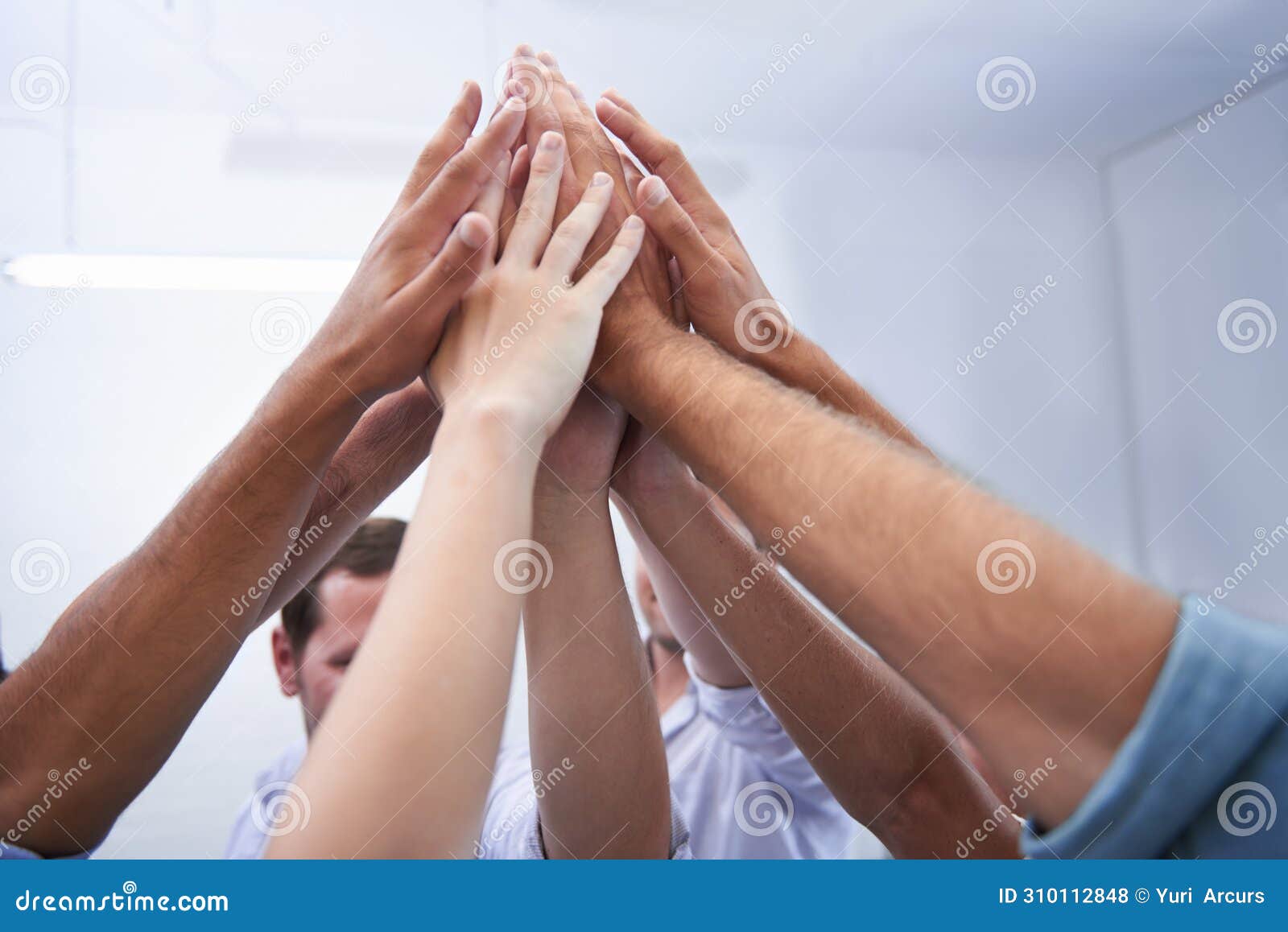 Hands, Teamwork and Business People High Five in Office for ...