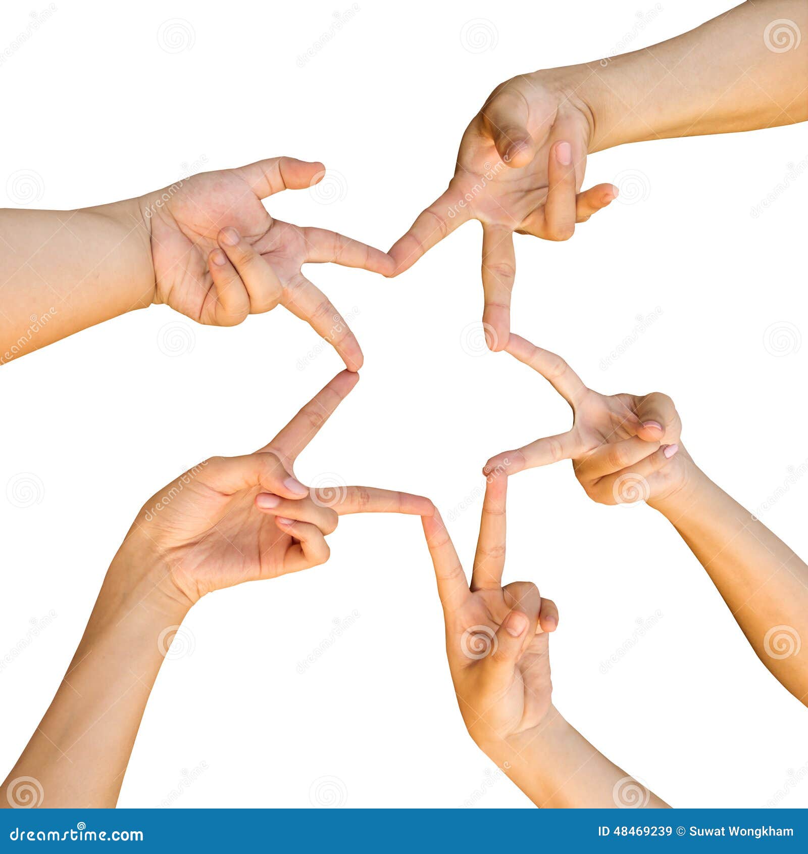 Hands of Teamwork , Forming the Star Shape. Stock Image - Image of ...
