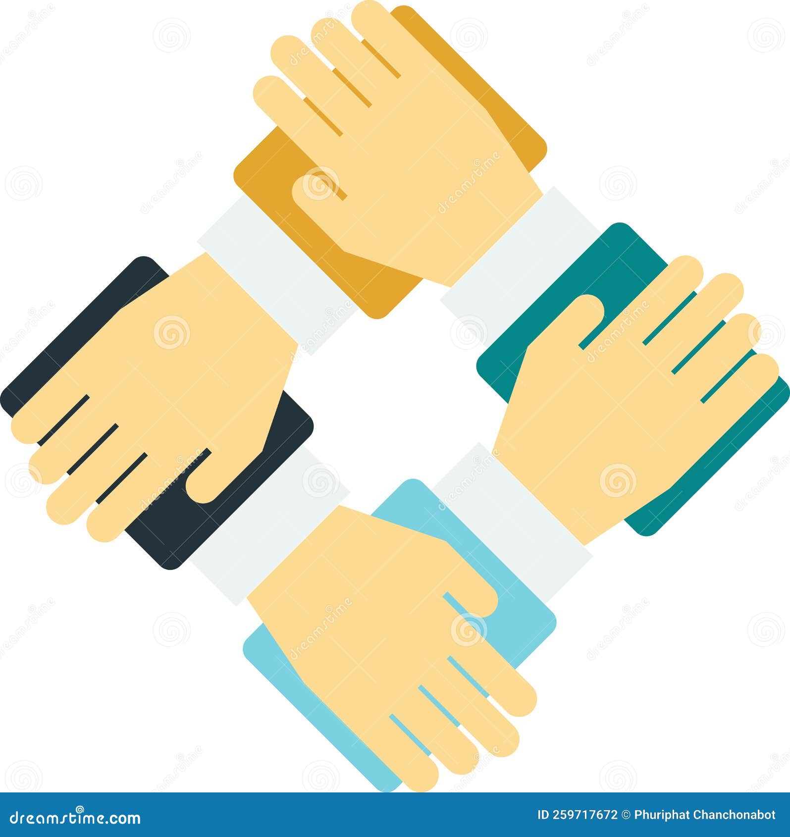 Hands and Teamwork Illustration in Minimal Style Stock Vector ...