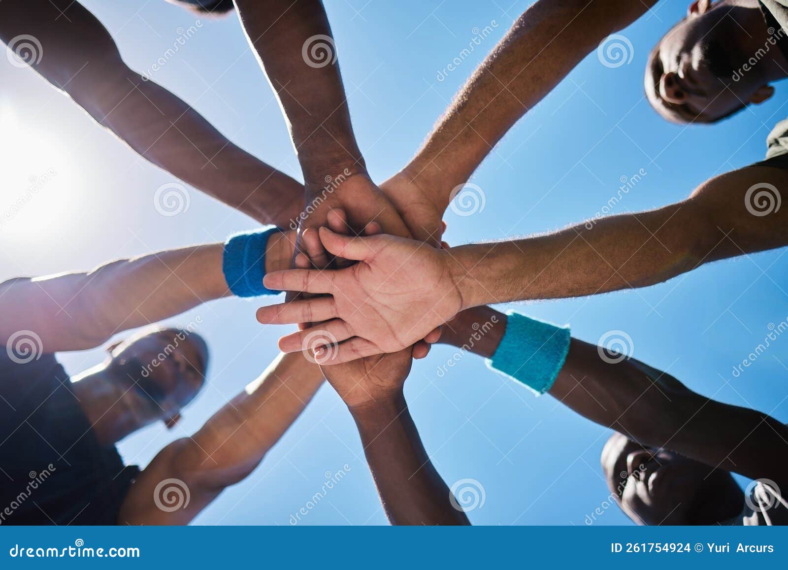 Hands, Teamwork and Unity for Motivation Below in Sports Collaboration ...