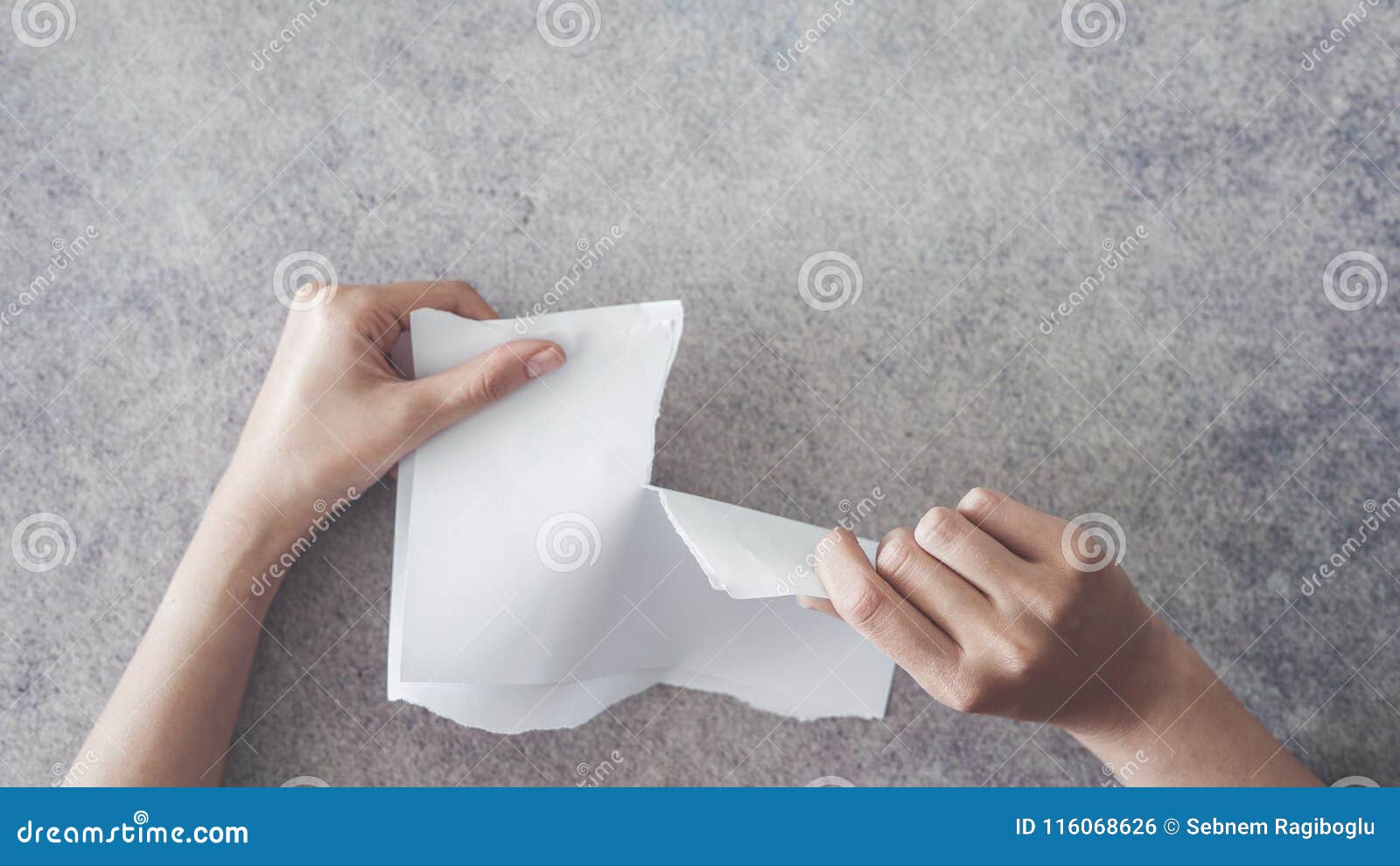 Hands Tear Paper High Angle View Stock Photo - Image of high, ripping ...