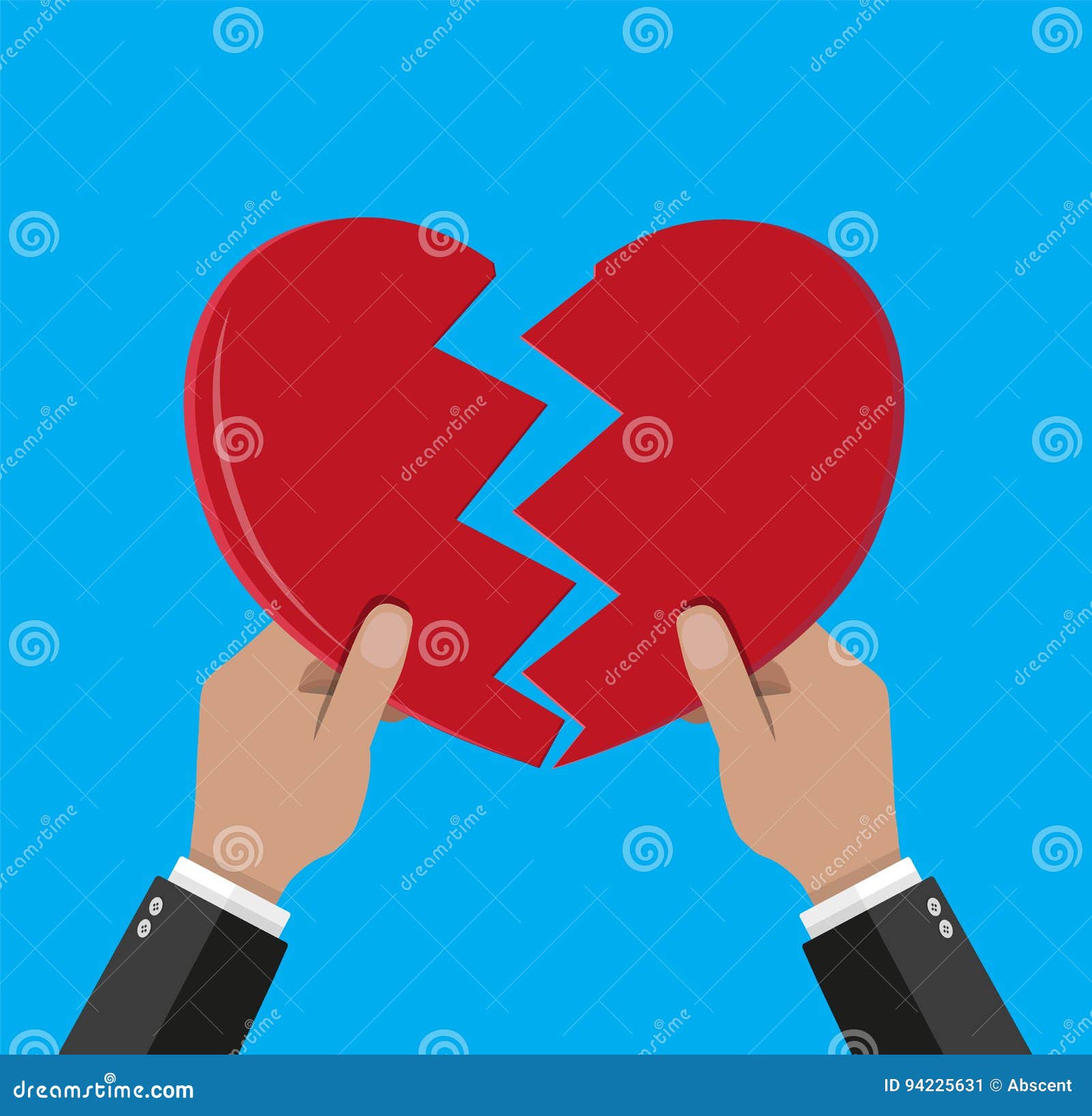 Hands tearing apart heart. stock vector. Illustration of icon - 94225631
