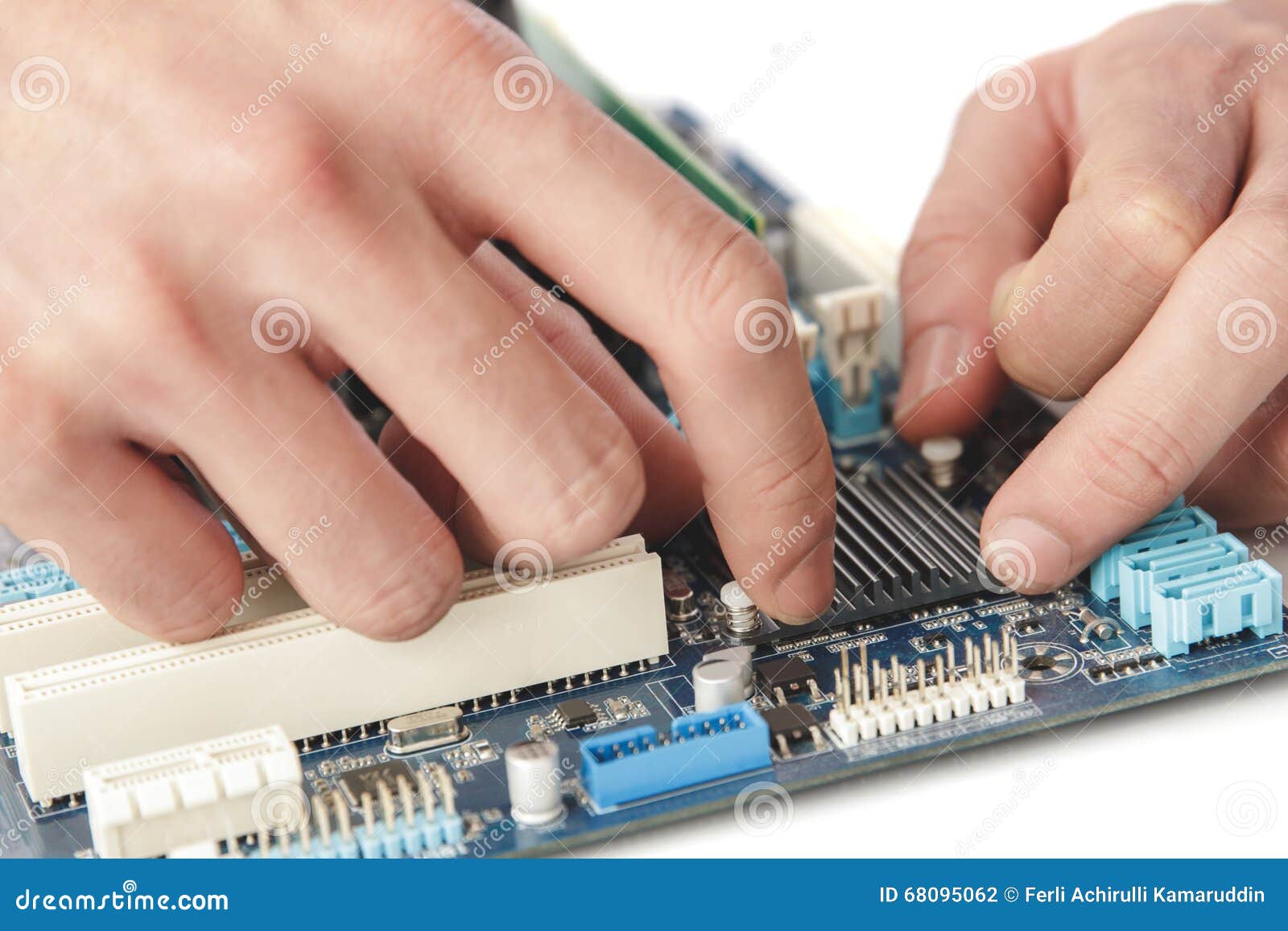 Hands of Technician Fixing Computer Hardware Stock Photo - Image of ...