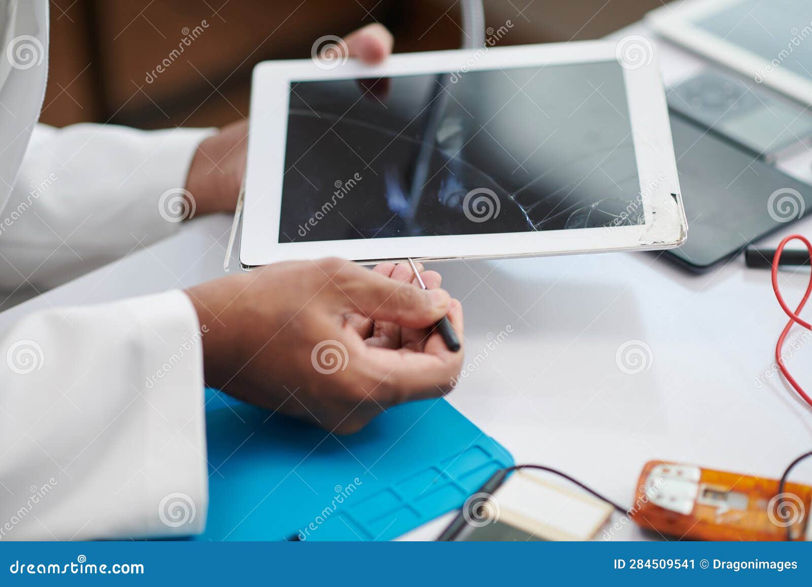 Technician Replacing Tablet Screen Stock Image - Image of technology ...