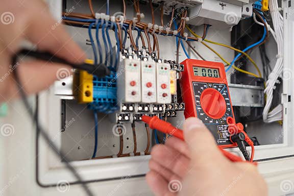 Hands Testing Electrical Circuits with Multimeter Stock Illustration ...