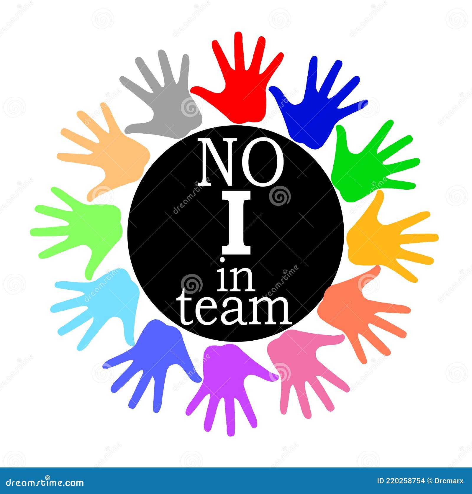Hands and Text `NO I in Team`. Stock Illustration - Illustration of ...