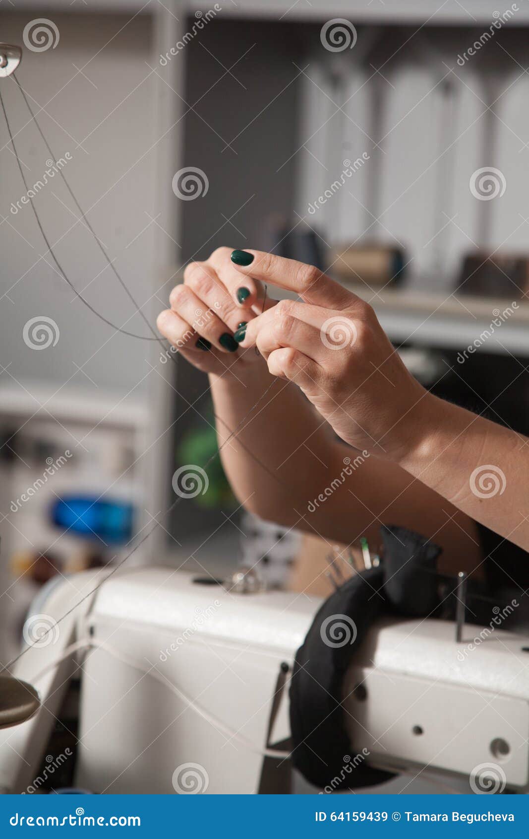 Hands and thread stock image. Image of patchwork, tailoring - 64159439