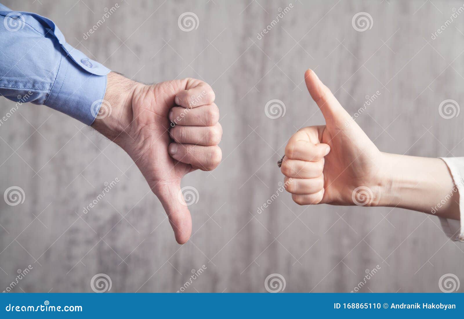 Hands with Thumb Up and Down Gestures. Failure Stock Photo - Image of ...