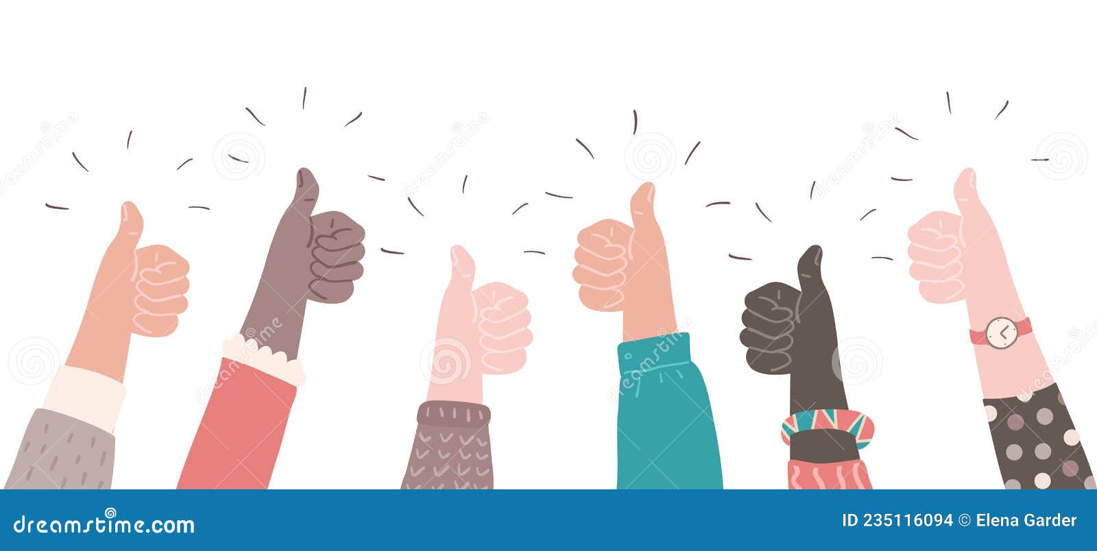 Hands with Thumbs Up. Good Feedback Stock Vector - Illustration of flat ...