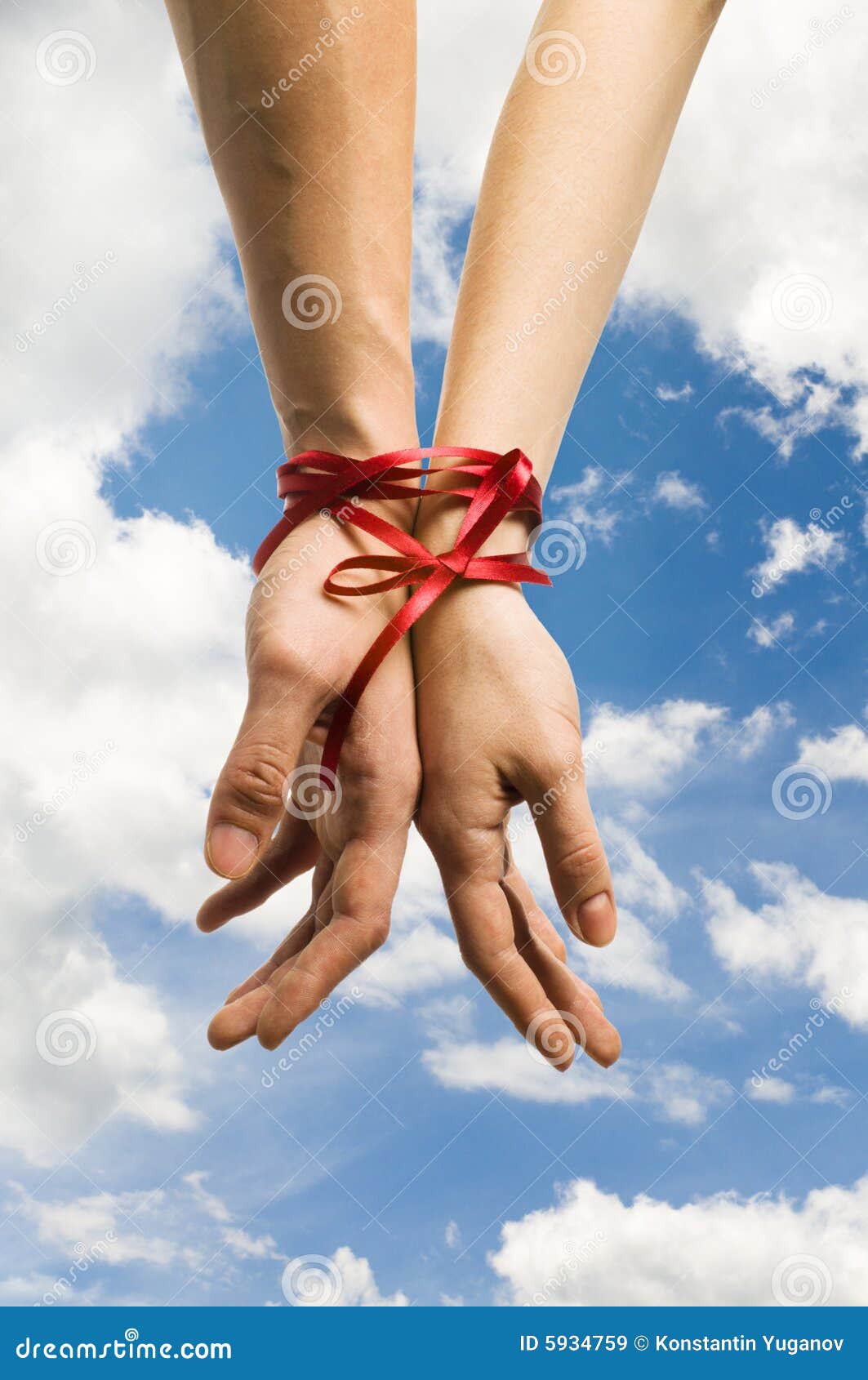 Hands tied with ribbon stock image. Image of affectionate - 5934759
