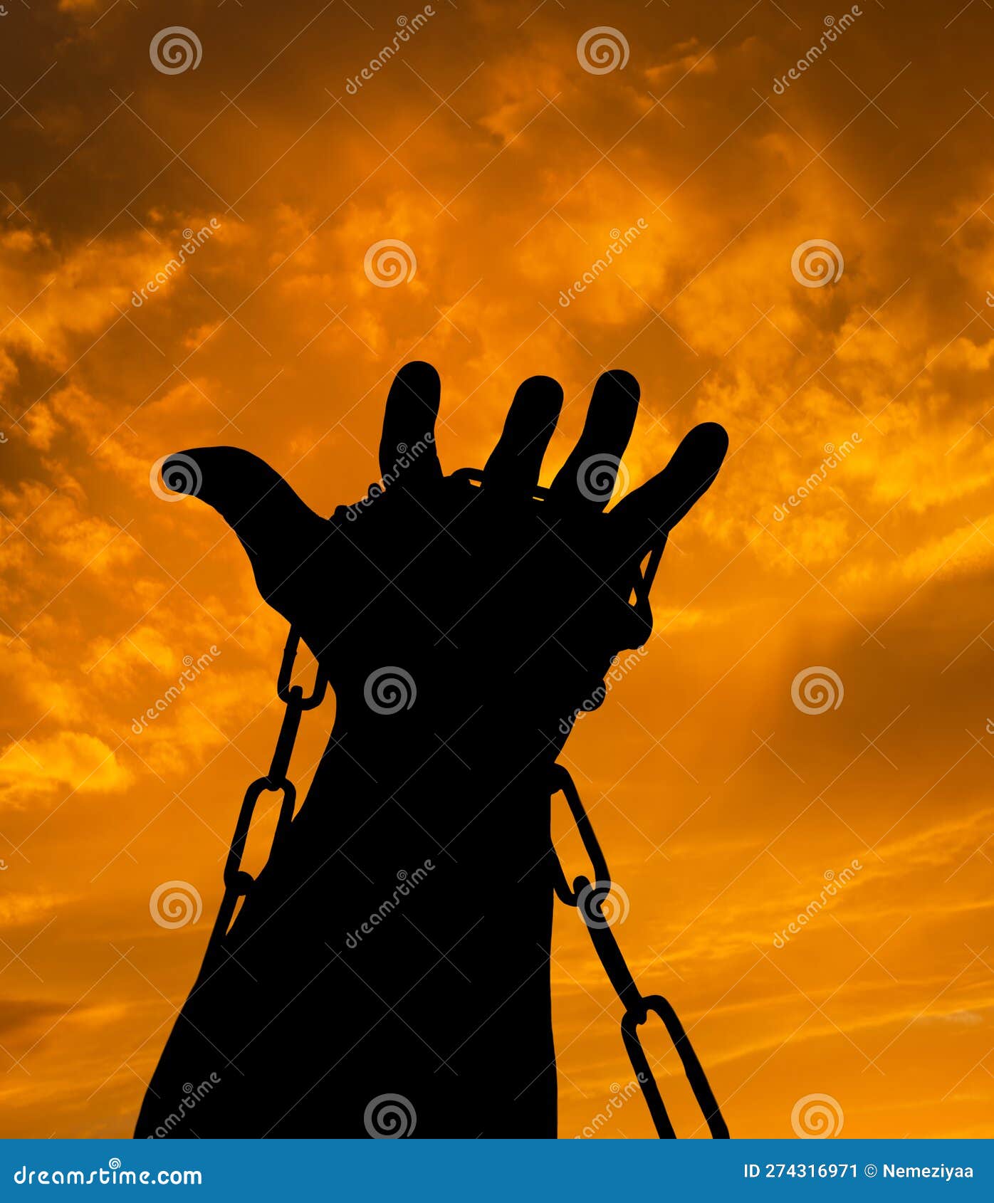 Hands tied up with chains stock image. Image of people - 274316971