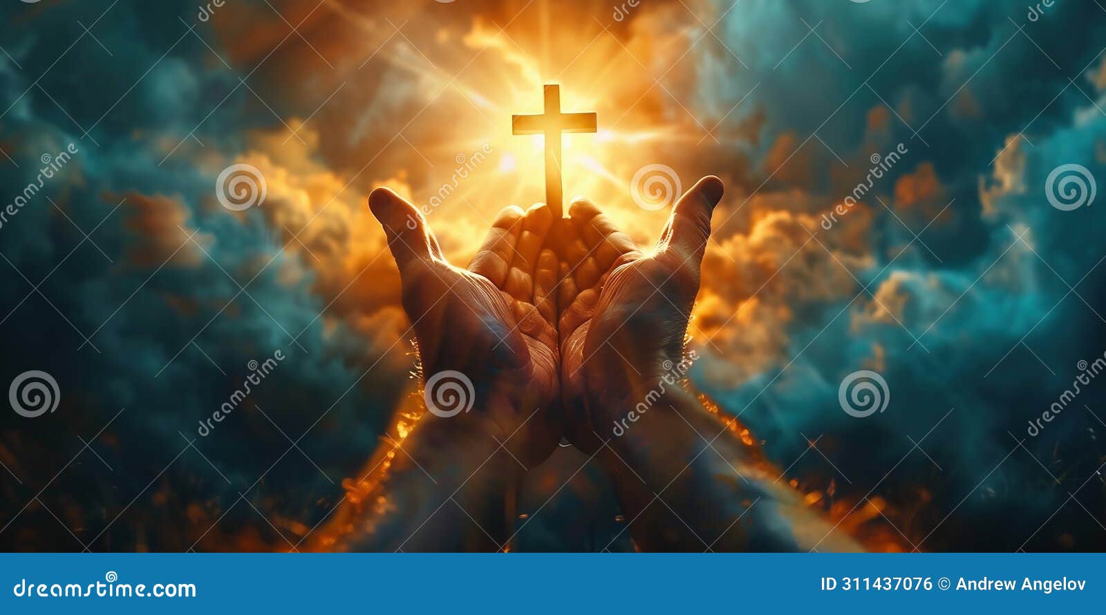 Hands Together Praying in Bright Sky Stock Photo - Image of prayer ...