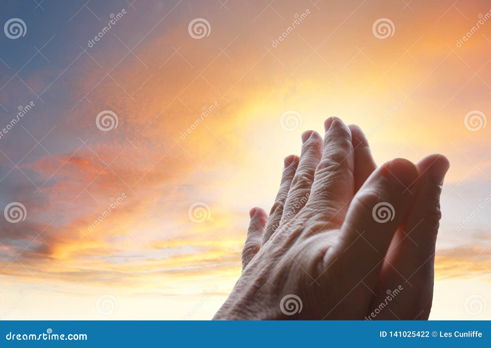 Prayer hands in sky stock photo. Image of idea, heaven - 141025422