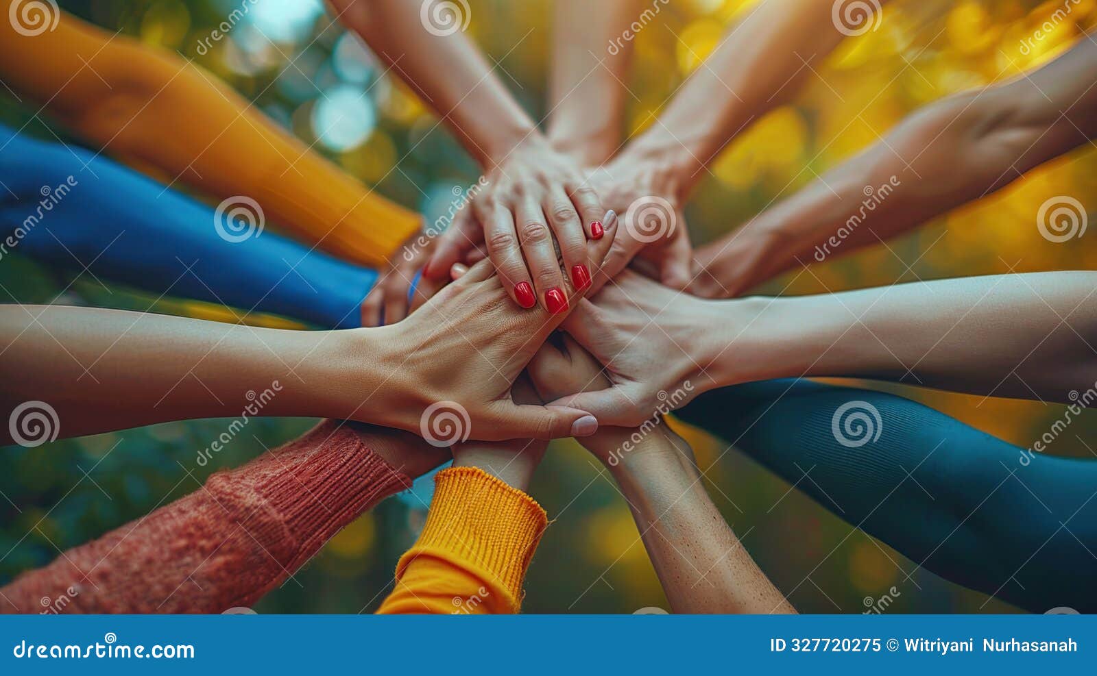 Hands Together: Unity and Teamwork in Nature Stock Illustration ...