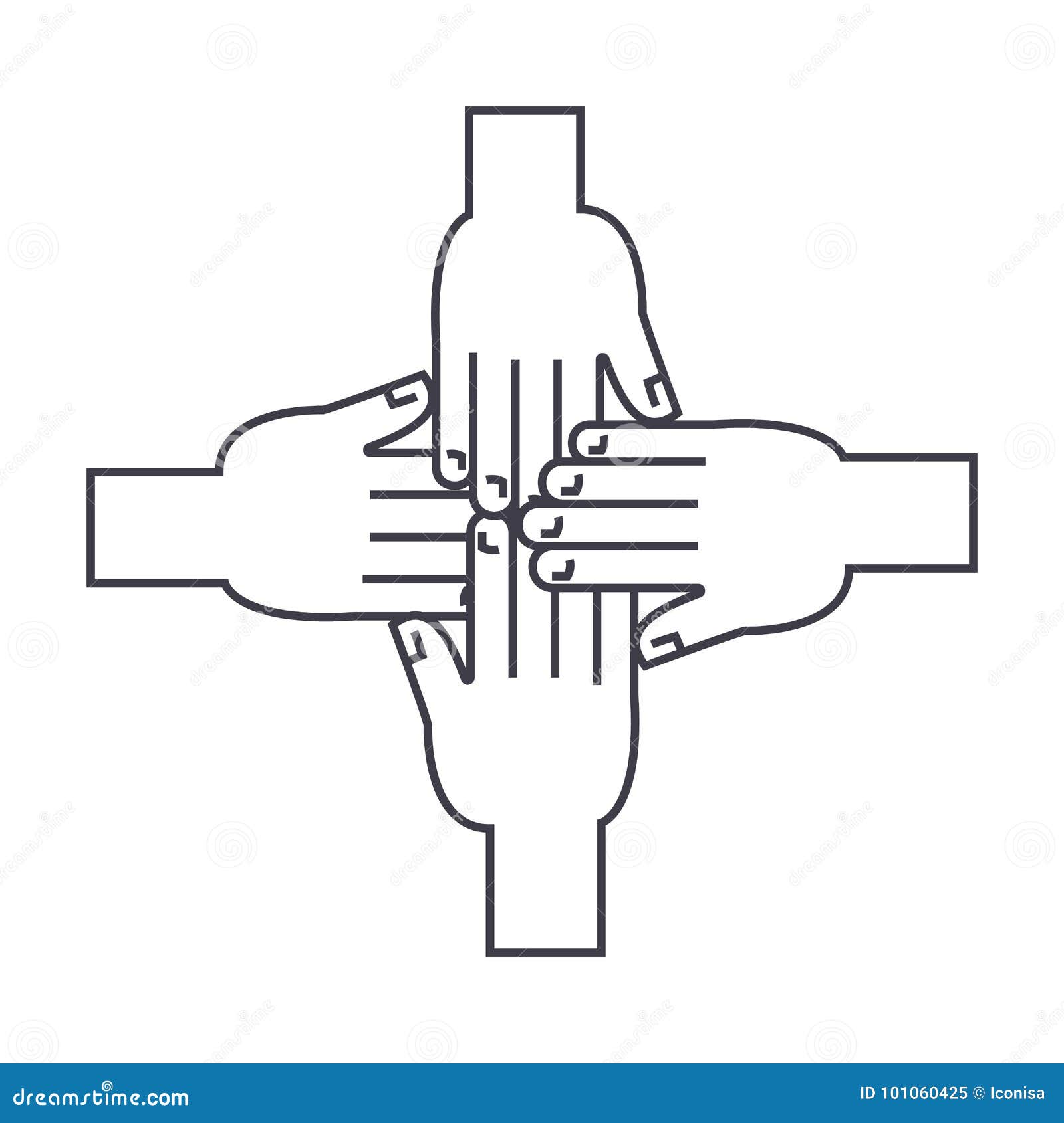 Hands Together Vector Line Icon, Sign, Illustration on Background ...