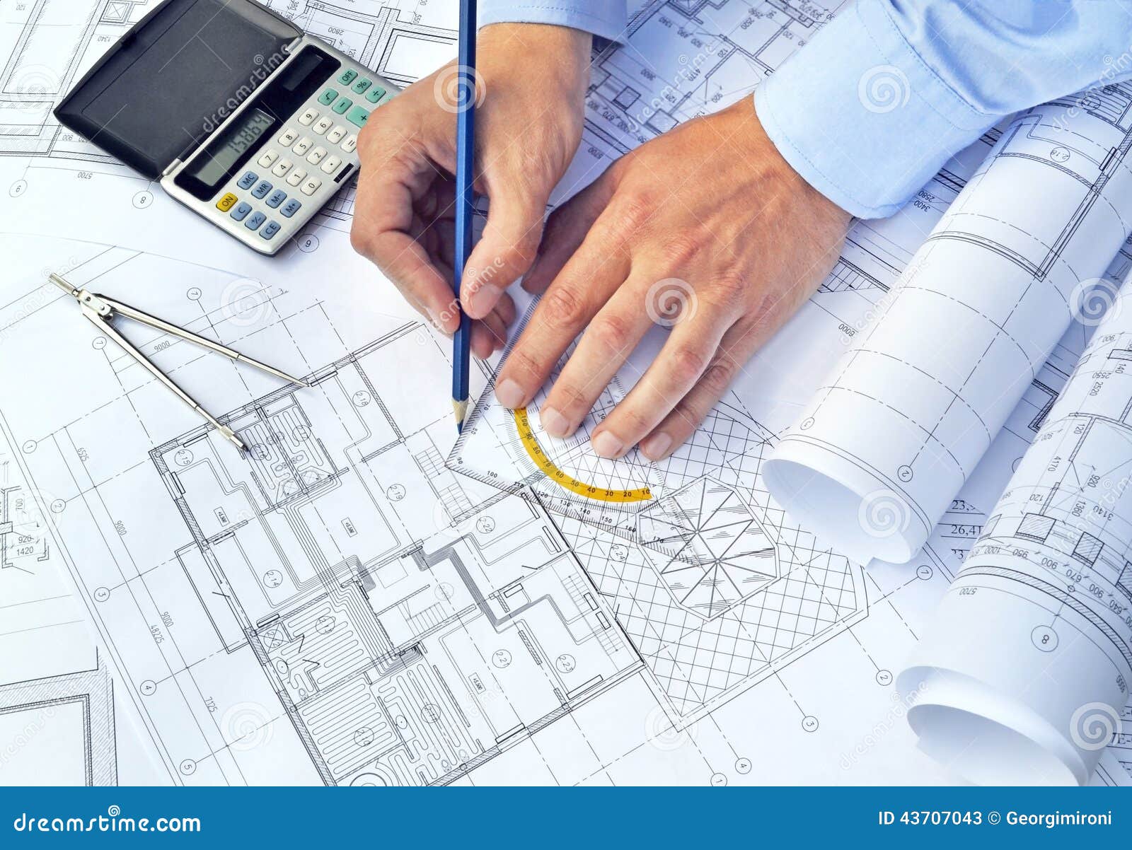 Project Drawings Of A Residential House - Plan, Section, Facade Royalty ...