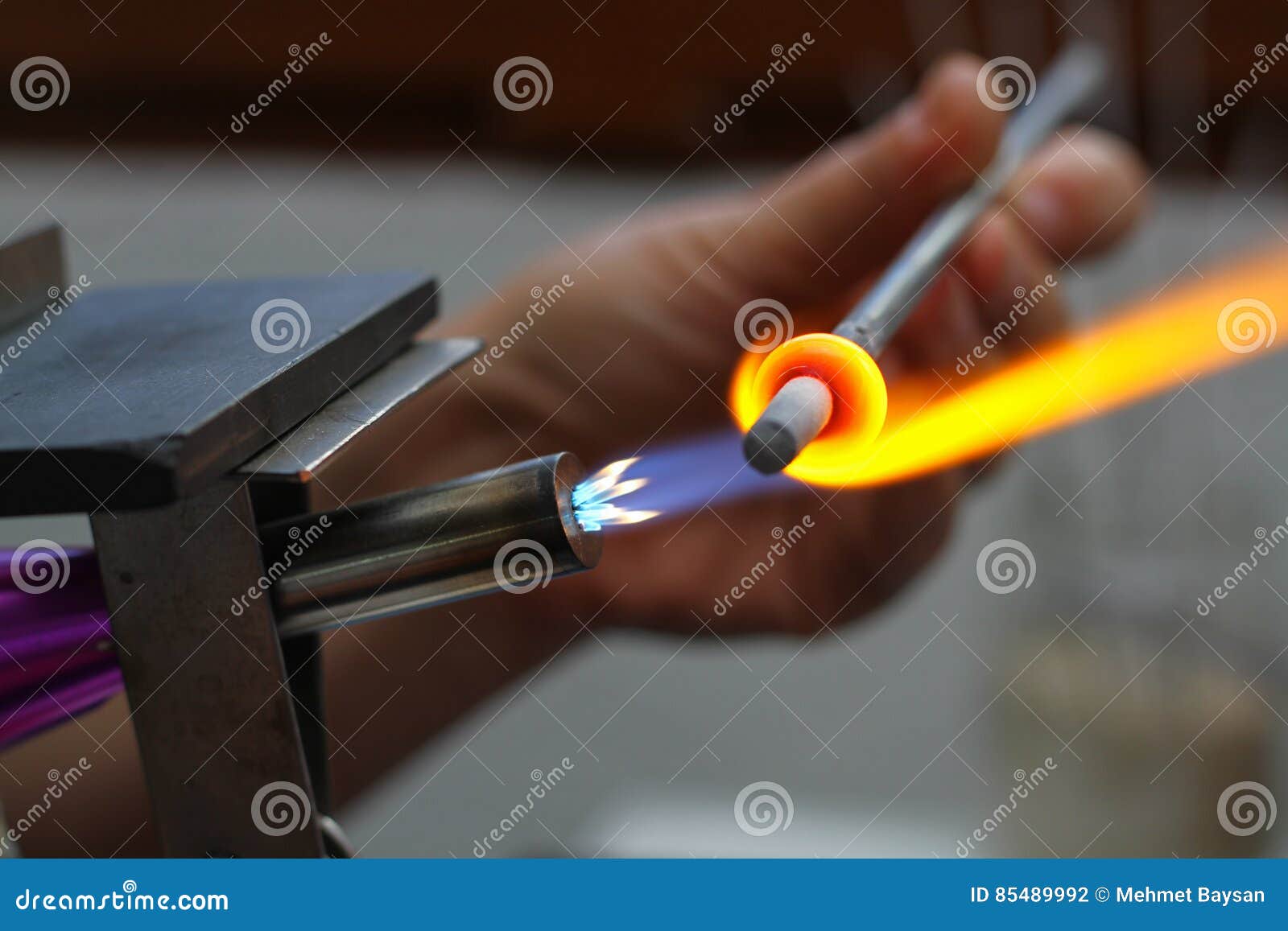 Hands with Tools for Glass Melting Stock Photo - Image of making, close ...
