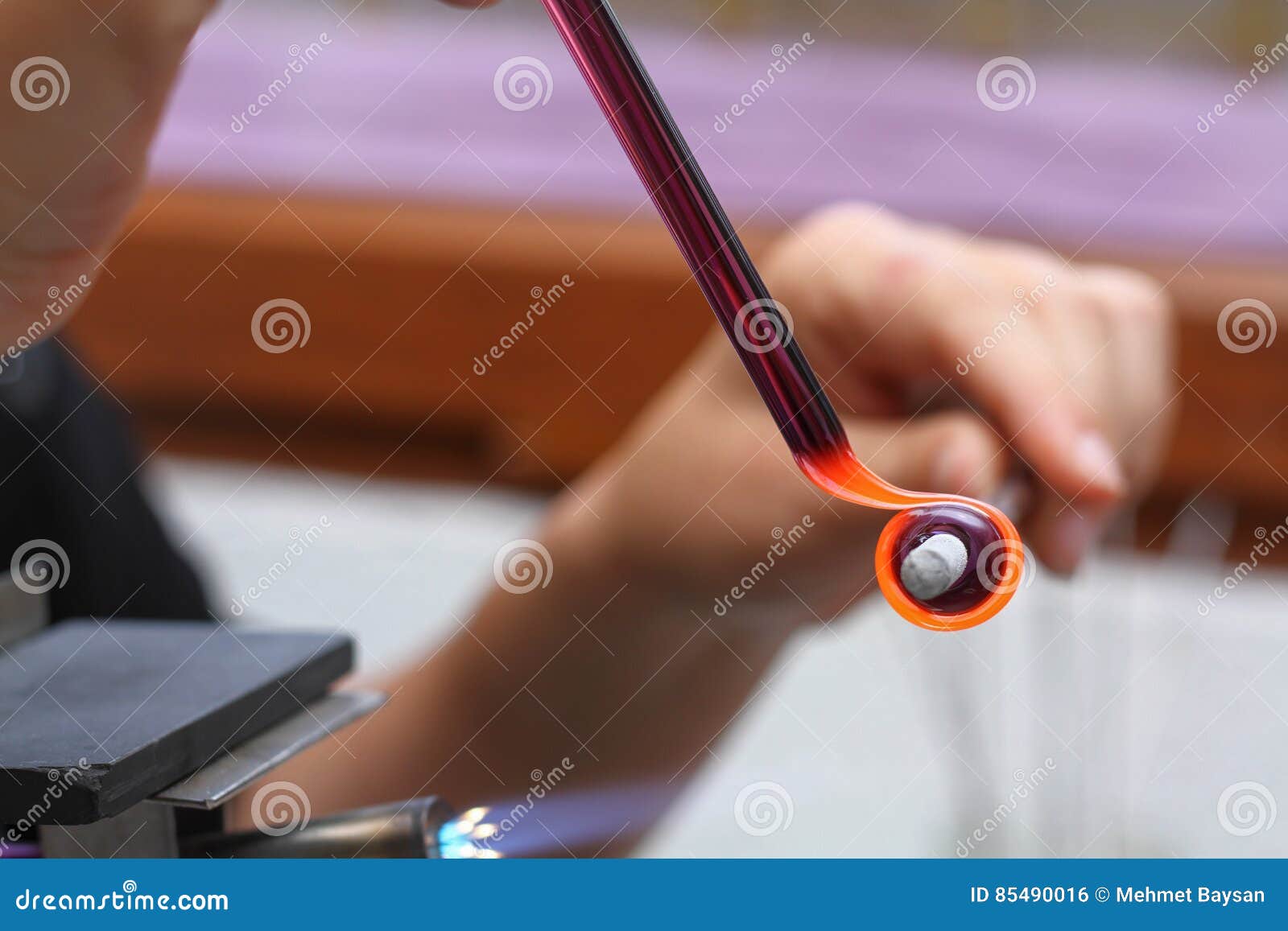 Hands with Tools for Glass Melting Stock Photo - Image of fire, craft ...