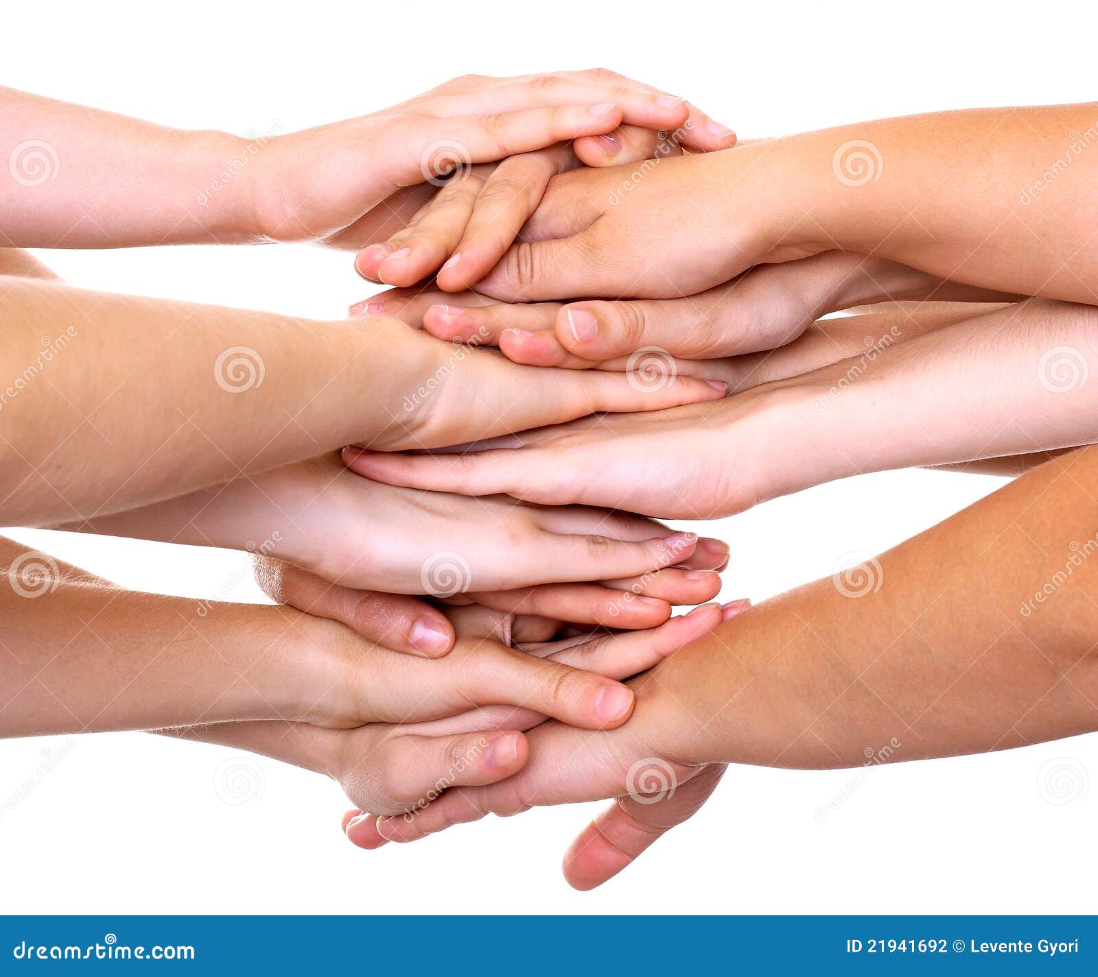 Hands on Top of Each Other Isolated Stock Photo - Image of loyalty ...