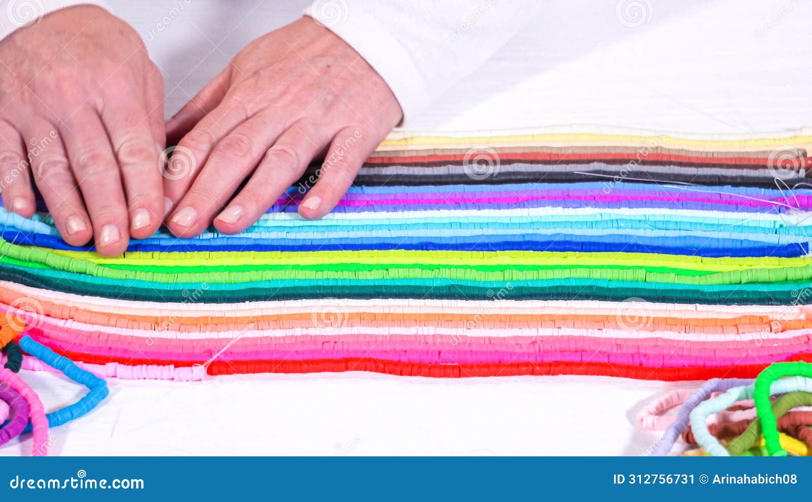 Rainbow Array of Clay Bead Strands Stock Image - Image of homemade ...