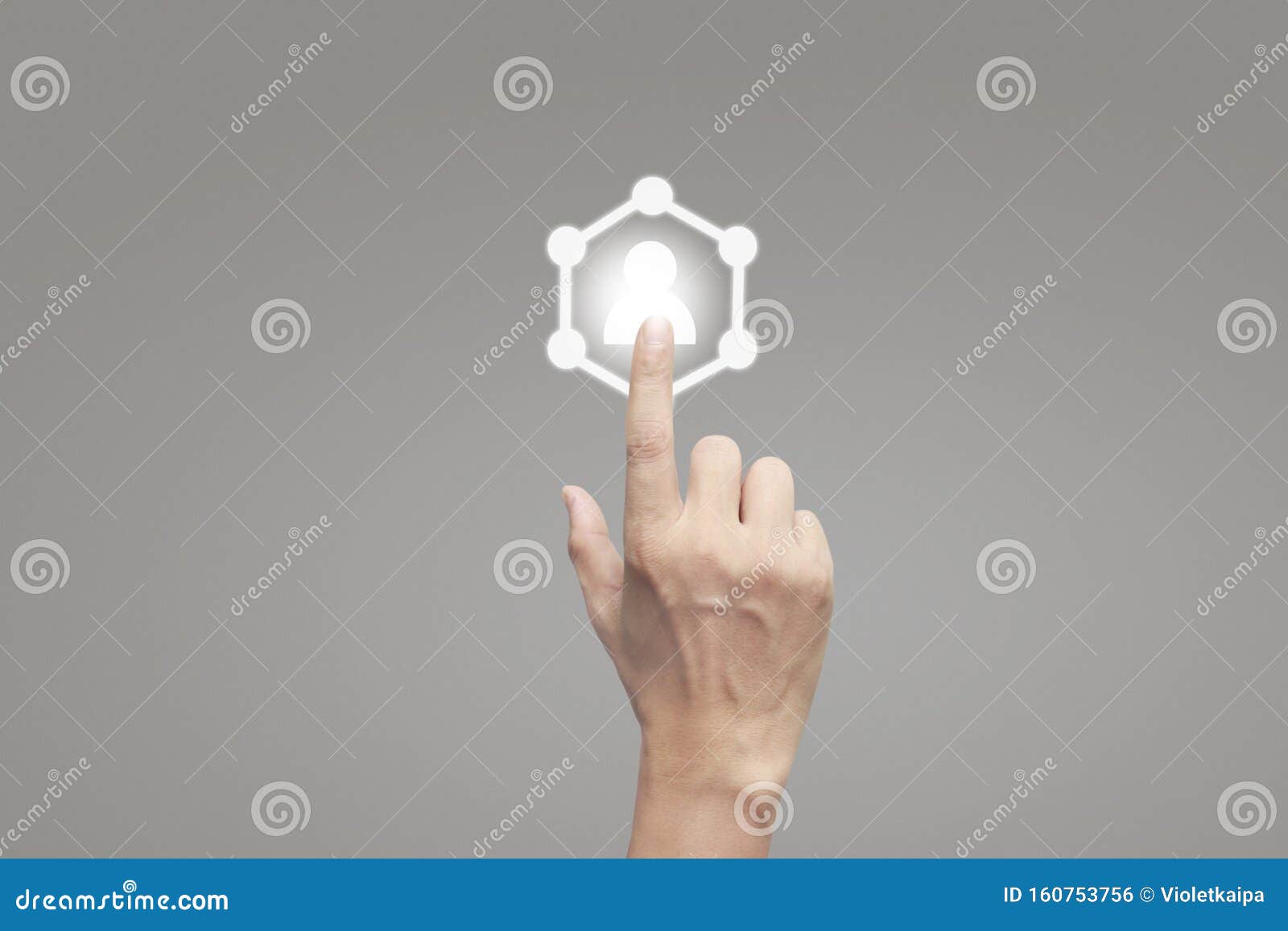 Hands Touching Button Screen Interface Global Connection Customer ...