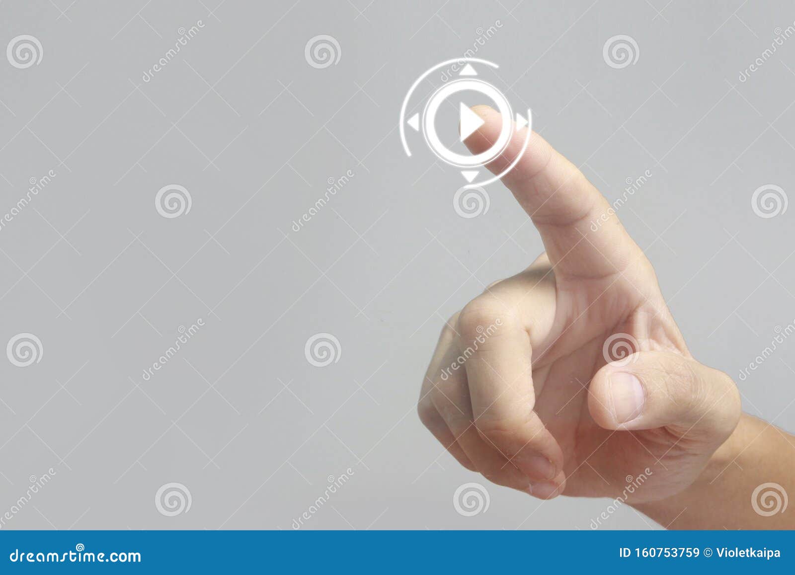 Hands Touching Button Screen Interface Global Connection Customer ...