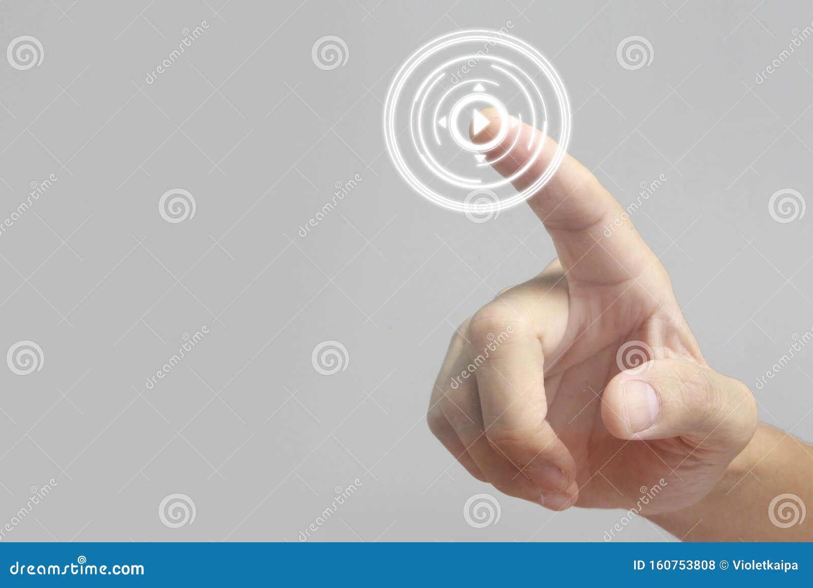 Hands Touching Button Screen Interface Global Connection Customer ...