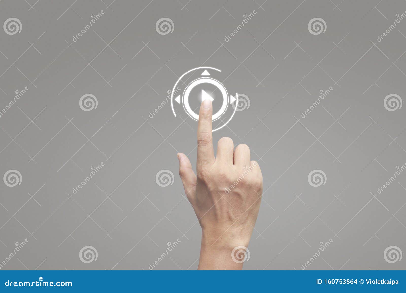Hands Touching Button Screen Interface Global Connection Customer ...