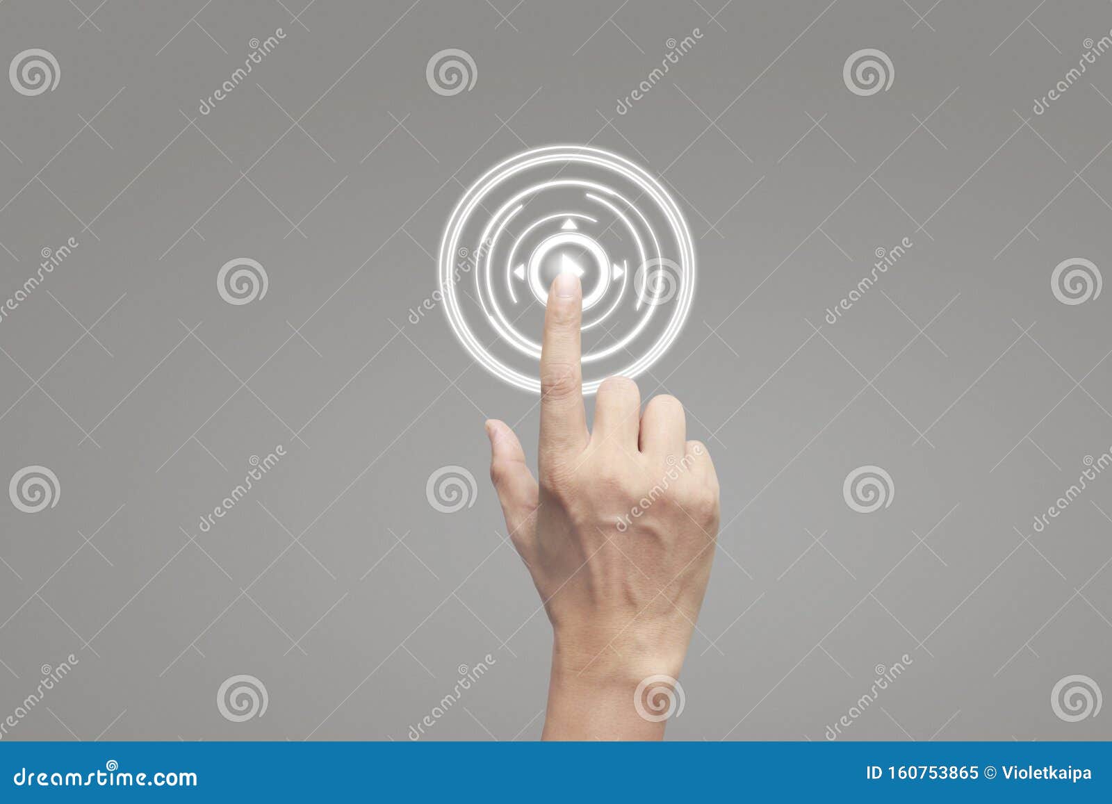 Hands Touching Button Screen Interface Global Connection Customer ...