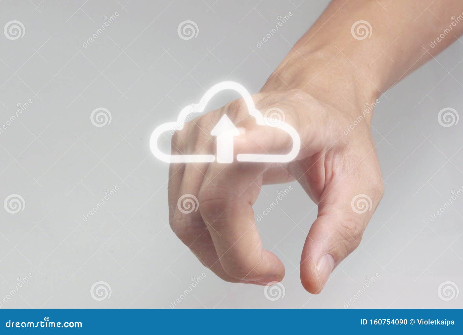 Hands Touching Button Screen Interface Global Connection Customer ...