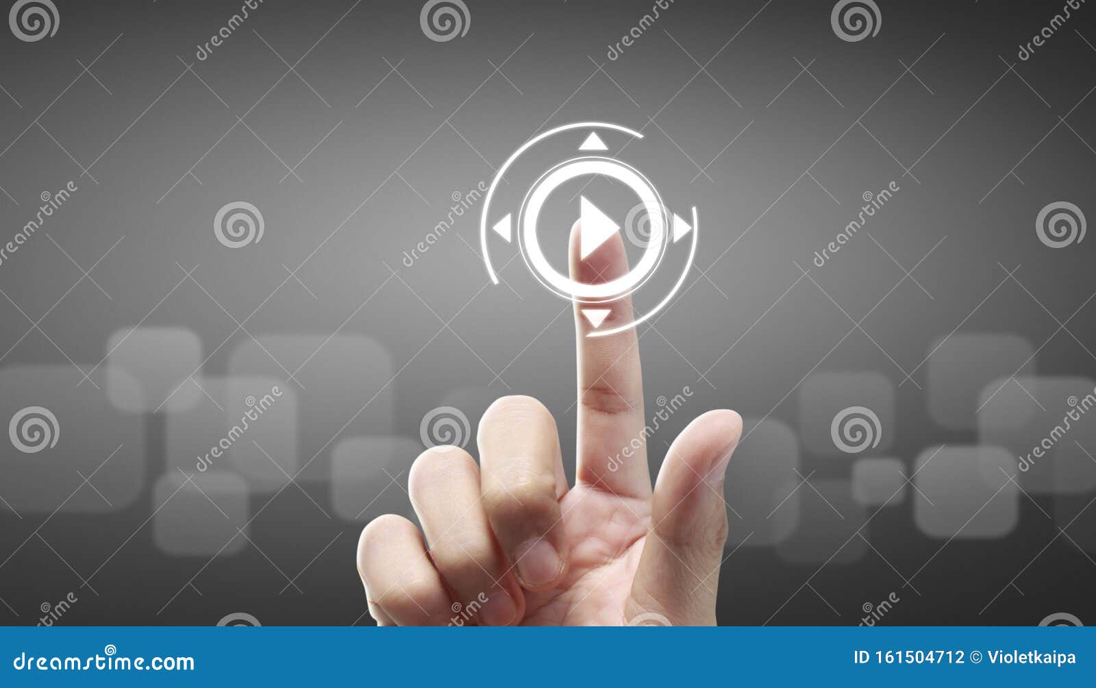 Hands Touching Button Screen Interface Global Connection Customer ...