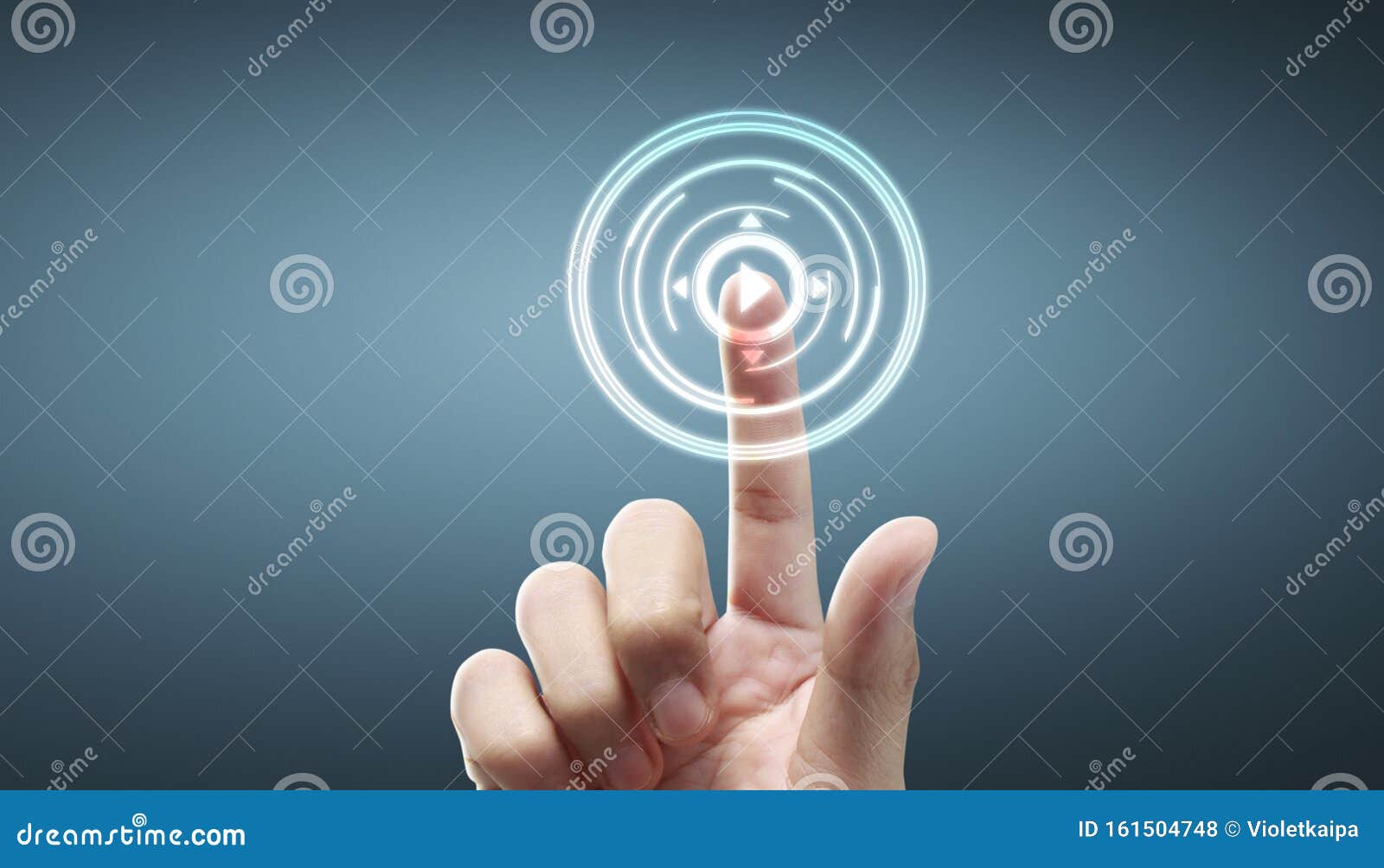 Hands Touching Button Screen Interface Global Connection Customer ...