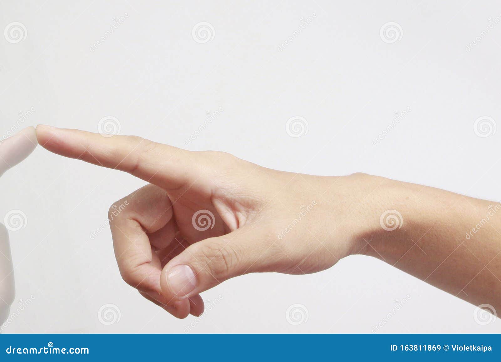 Hands Touching Button Screen Interface Global Connection Customer ...