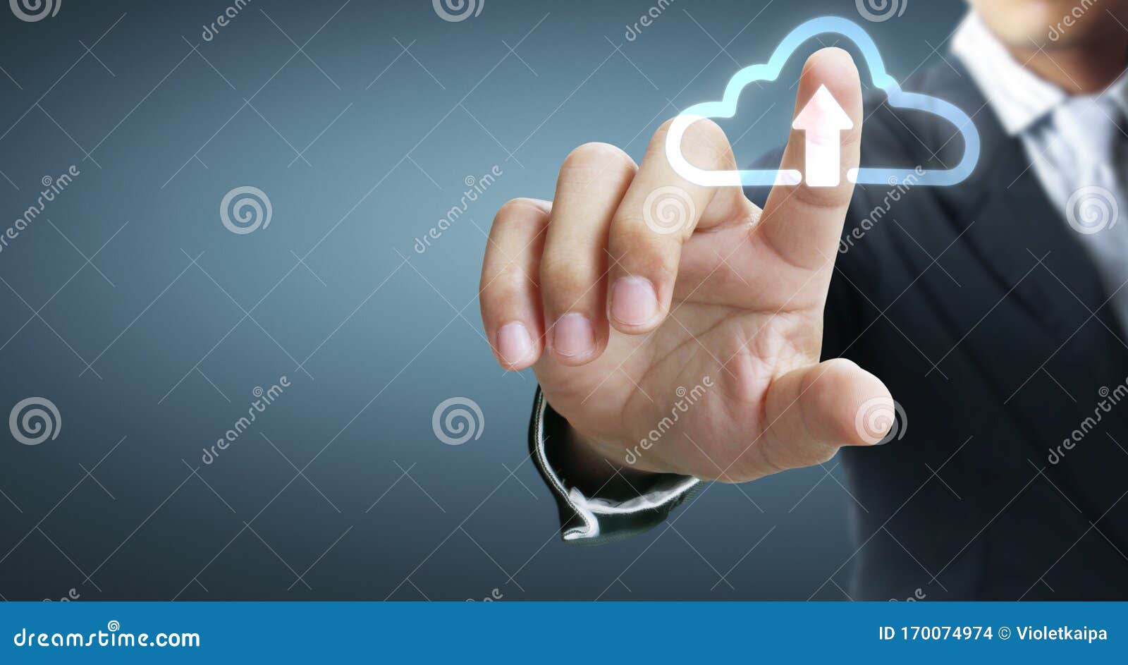 Hands Touching Button Screen Interface Global Connection Customer ...