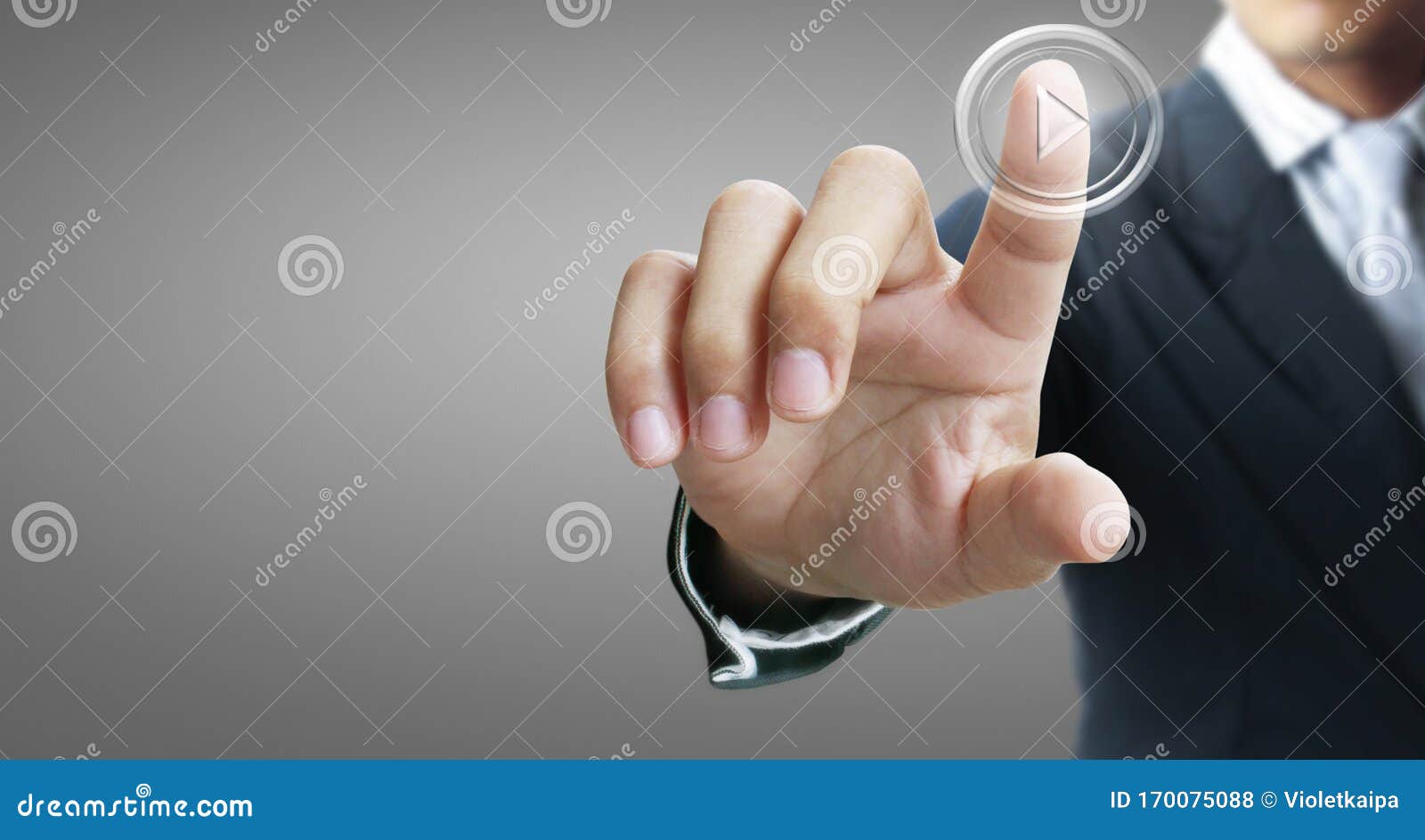 Hands Touching Button Screen Interface Global Connection Customer ...