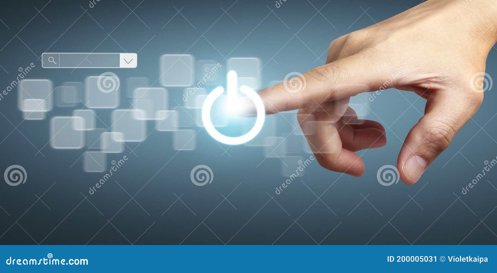 Hands Touching Button Screen Interface Global Connection Customer ...