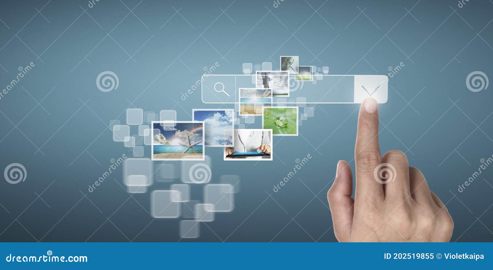 Hands Touching Button Screen Interface Global Connection Customer ...