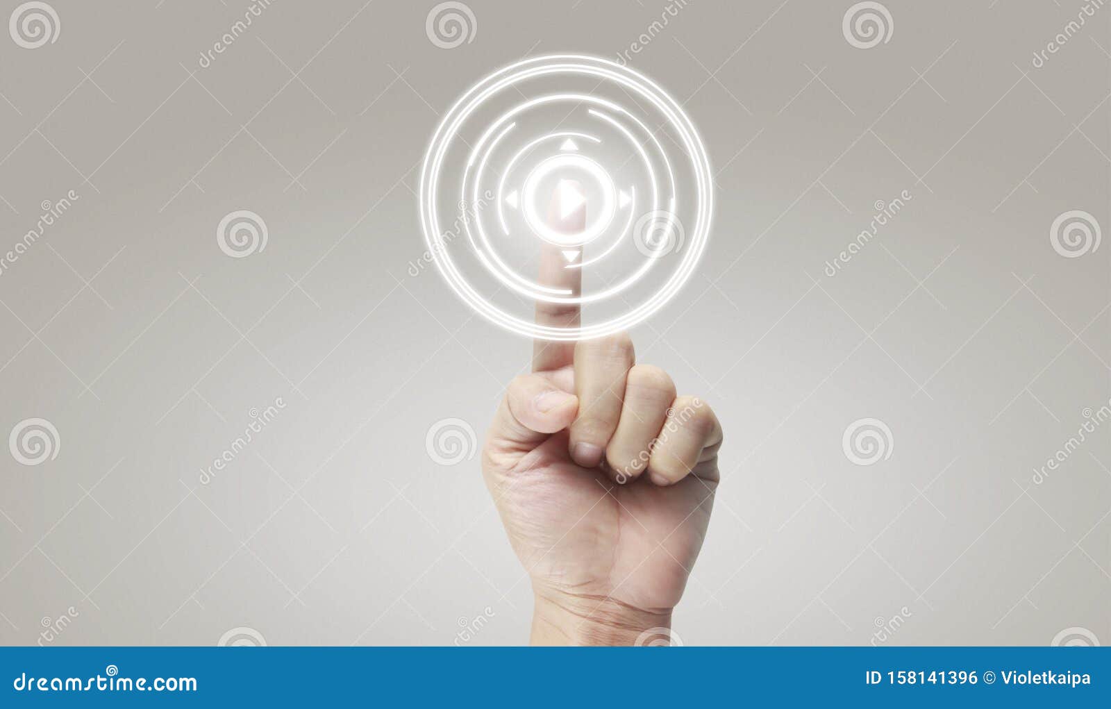 Hands Touching Button Screen Interface Global Connection Customer ...