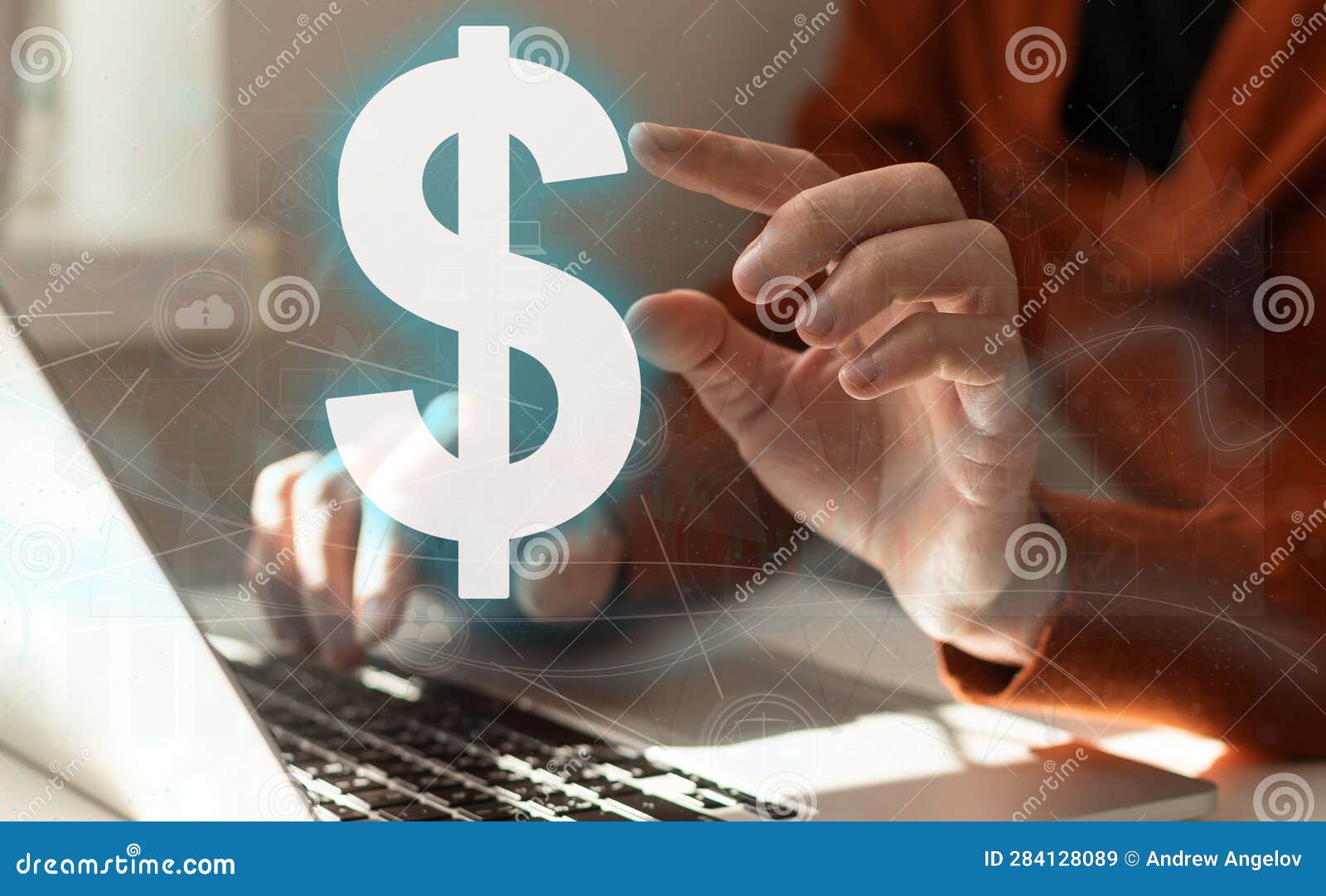 Hands Touching Button Screen Interface Global Connection Customer ...